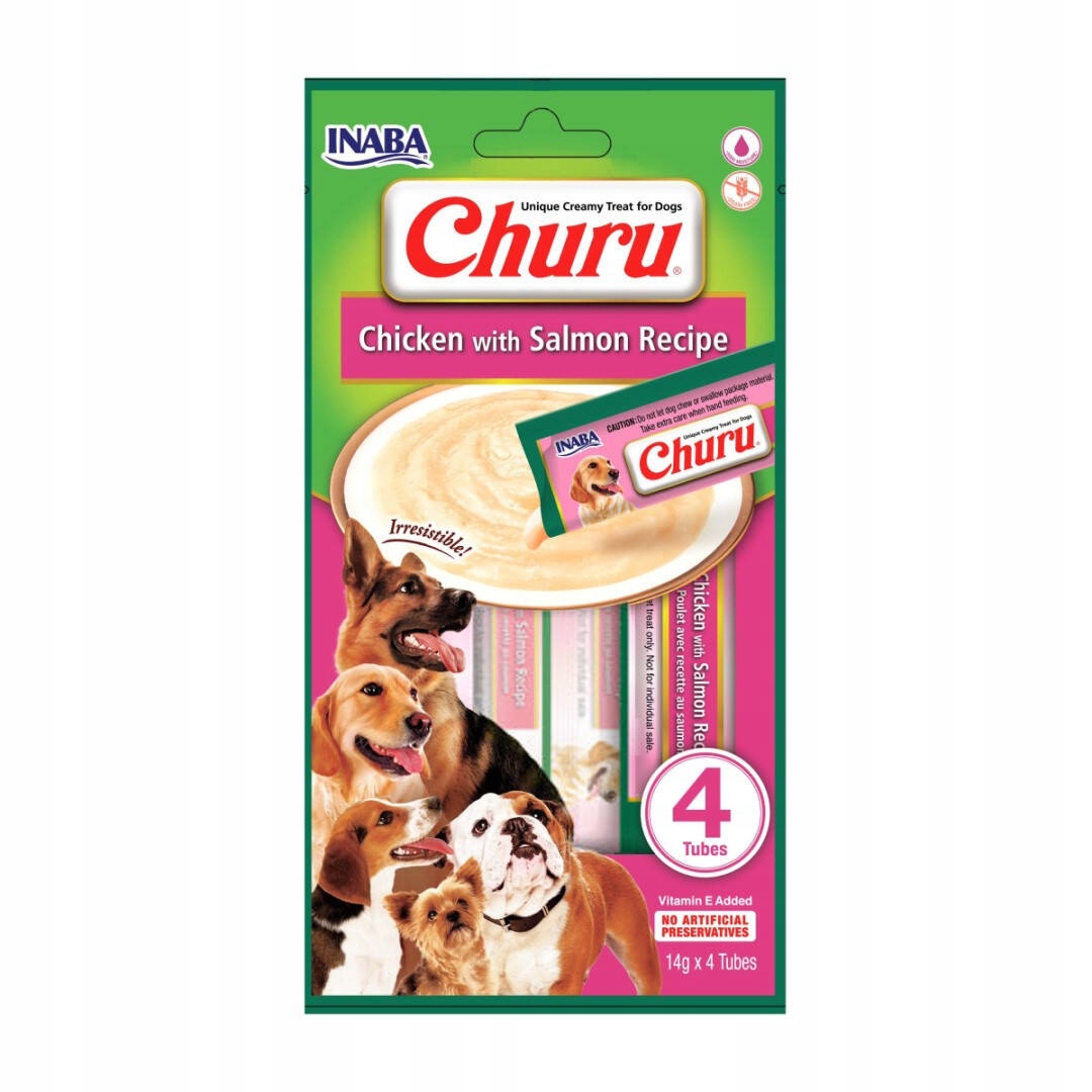 Inaba Dog Churu 4p Przysmak Pasta Dla Psa 4x14g z Kurczakiem i Łososiem ...