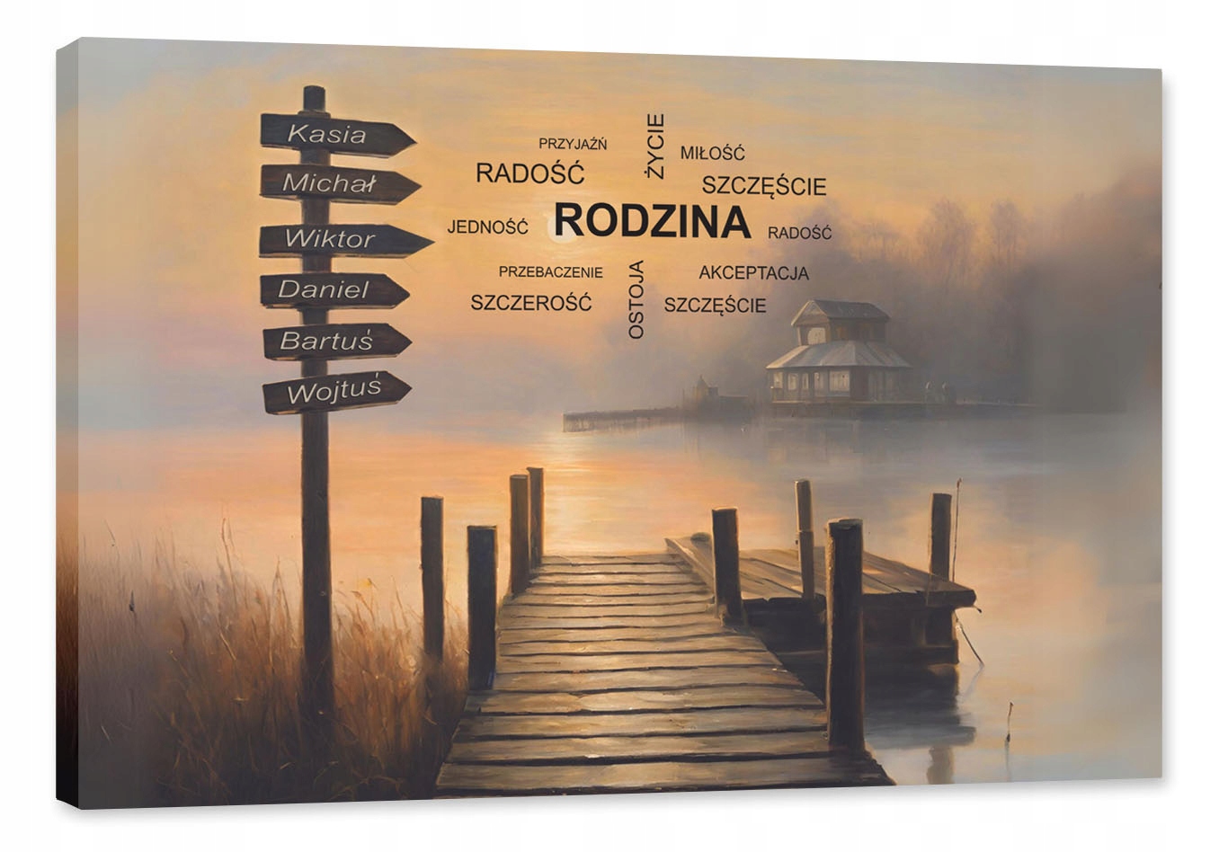 OBRAZ RODZINA DOM - WŁASNY TEKST - 6 IMION 60x40 • Cena, Opinie ...