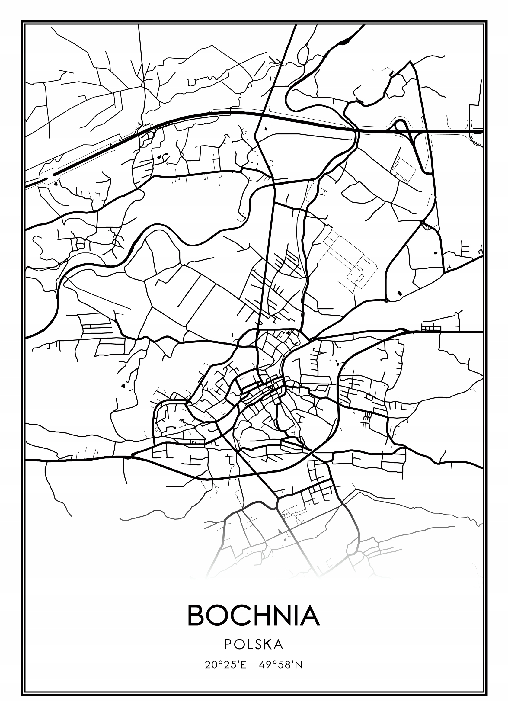 Plakat mapa czarno biała bez ramy 40 x 60 cm • Cena, Opinie • Plakaty ...