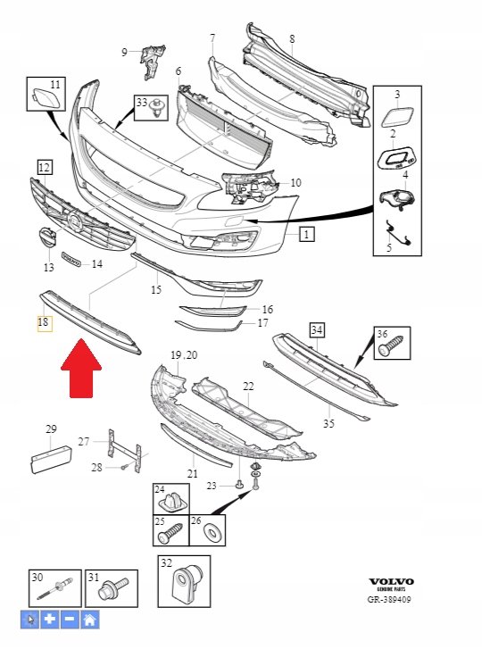 Volvo OE 31323859 srodkowa kratka zderzaka pdc • Cena, Opinie - Allegro