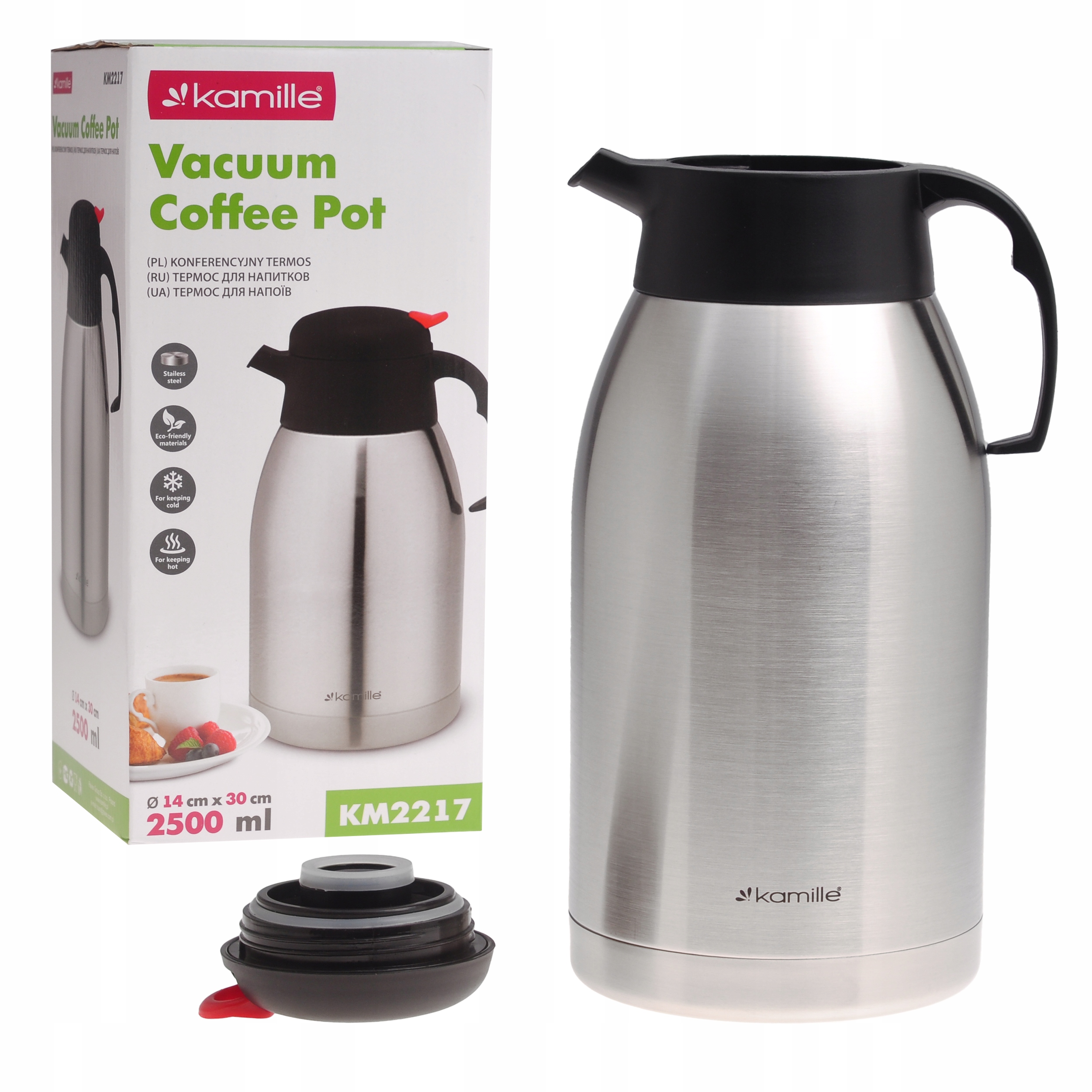 Termos na napoje Kamille 2,5 l srebrny • Opinie - Allegro