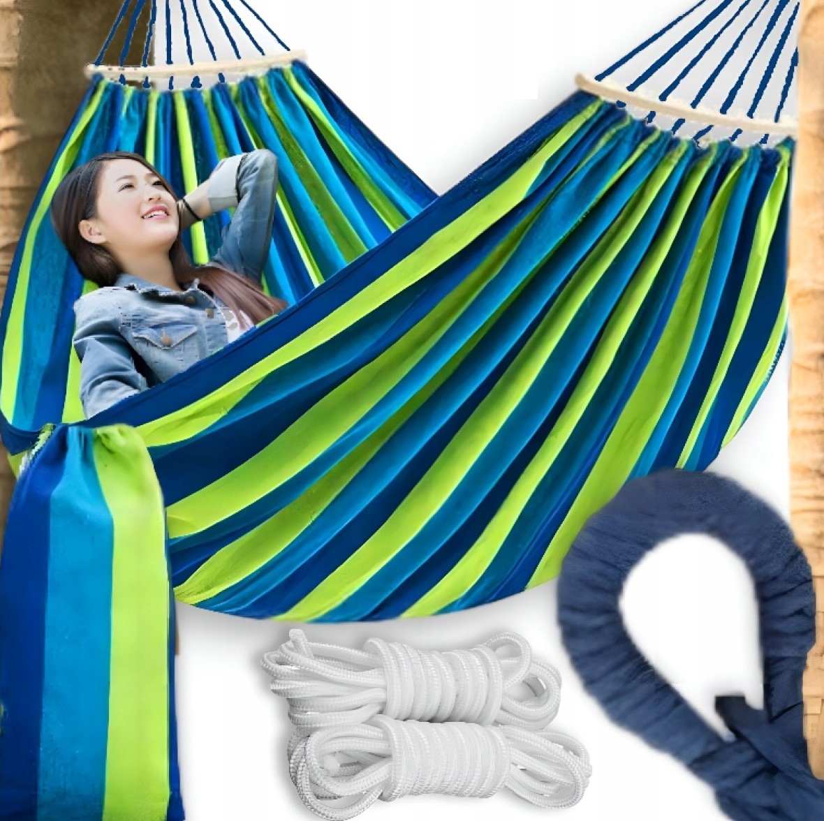 Hamak z drążkiem Martom niebieski 120 kg 170 x 70 (5906186711394 ...