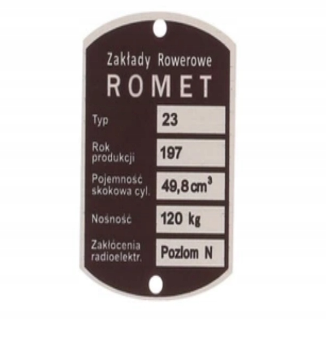 TABLICZKA ZNAMIONOWA ROMET MOTORYNKA KOMAR KADET 1449 za 20,13 zł z ... TABLICZKA ZNAMIONOWA ROMET MOTORYNKA KOMAR KADET 1449 za 20,13 zł z ...