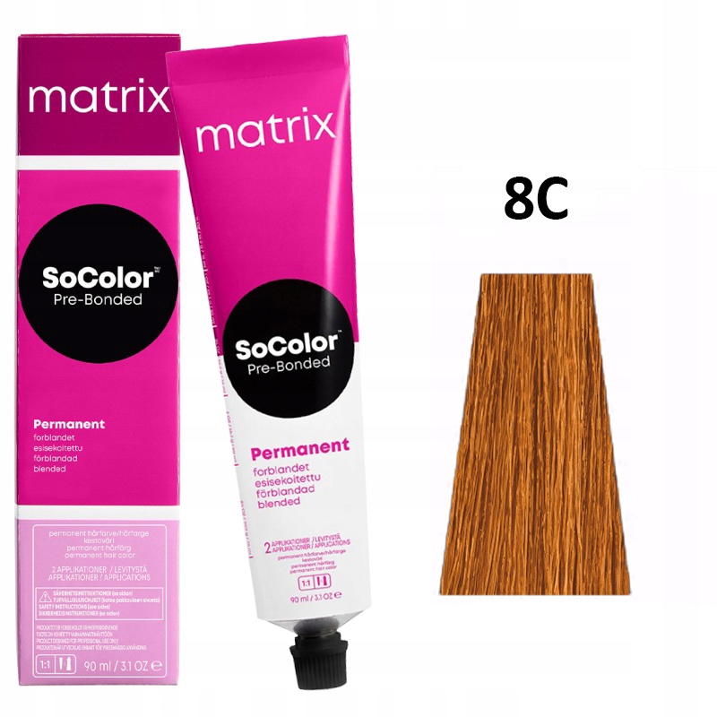 MATRIX SOCOLOR PRE-BONDED PERMANENT FARBA DO WŁOSÓW 8C 90ML ...