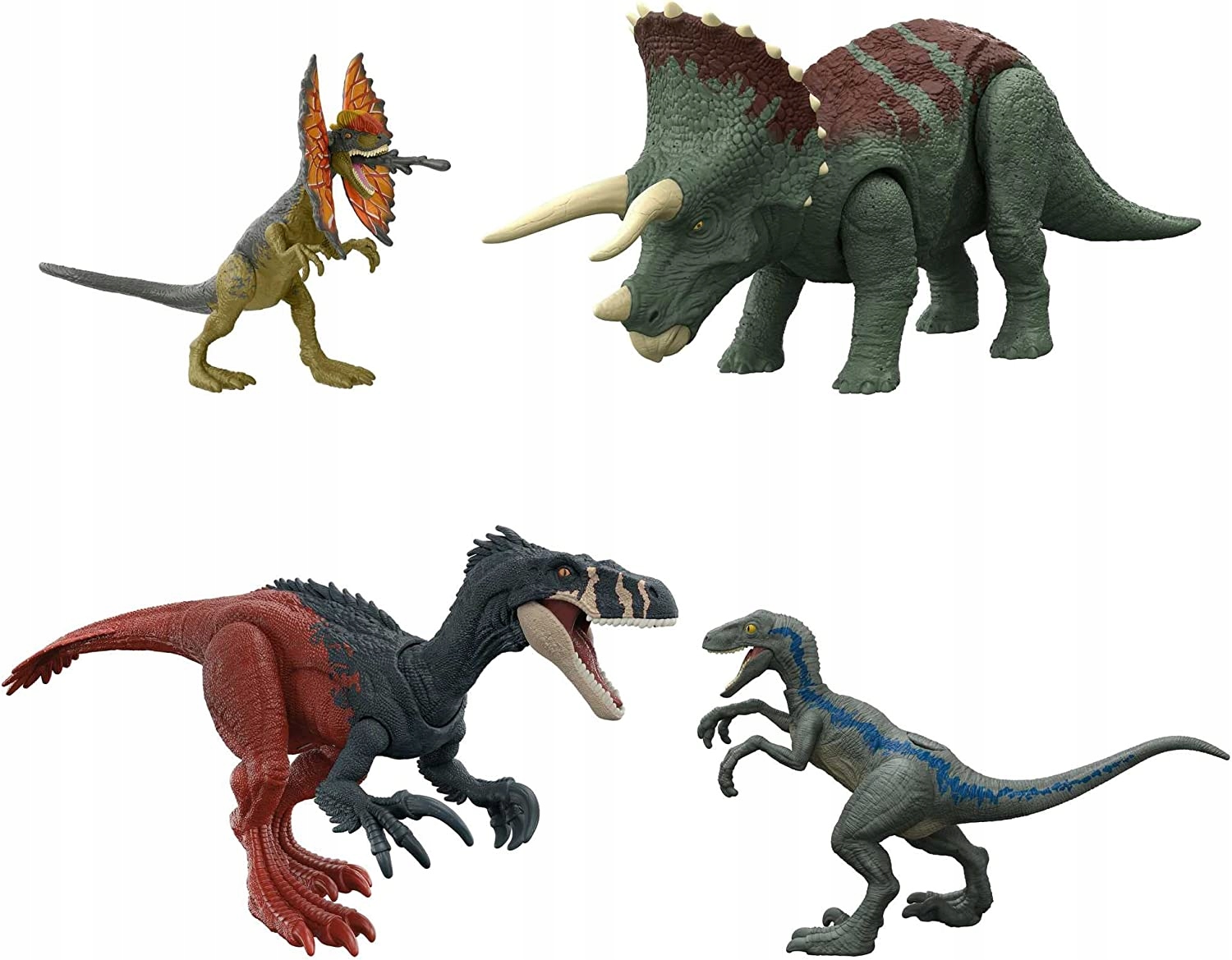 Jurassic World Megaraptor + Triceratops + Velociraptor Blue ...