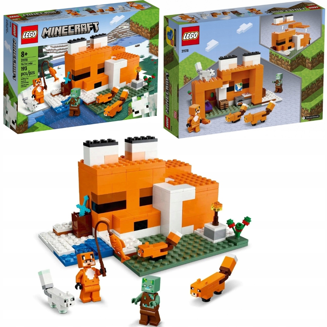LEGO Minecraft 21178 Siedlisko lisów Utopiec Zombie Dom Domek Miecz ...
