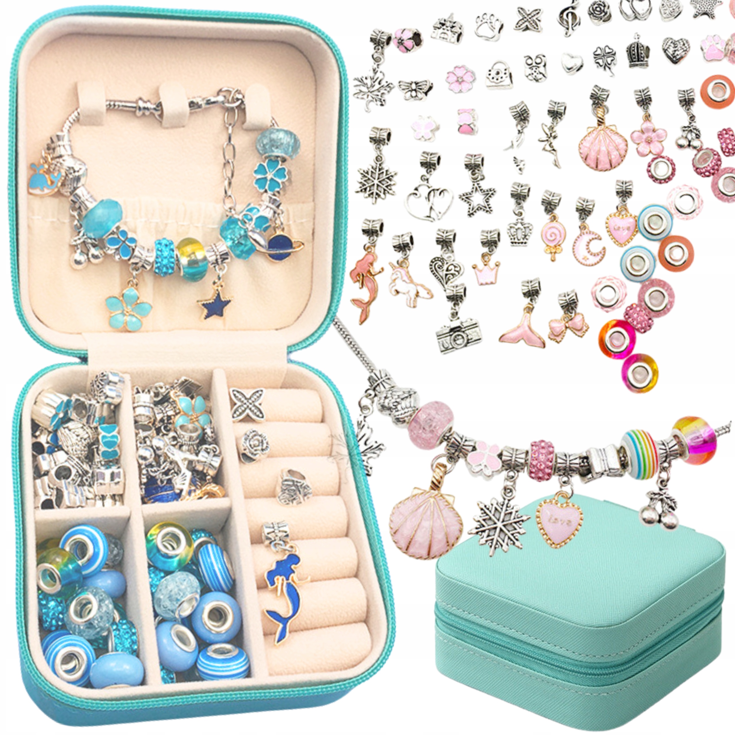 ZESTAW DO ROBIENIA BRANSOLETEK DLA DZIECI DIY KORALIKI PREZENT ...