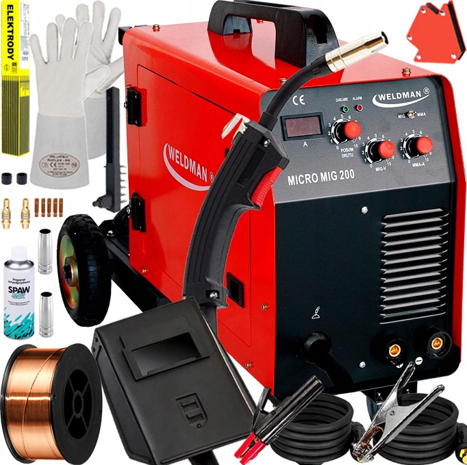 SPAWARKA MIGOMAT WELDMAN MICRO MIG 200 200A MMA TIG ZESTAW PÓŁAUTOMAT 3w1 (5904624011228) • Cena ...