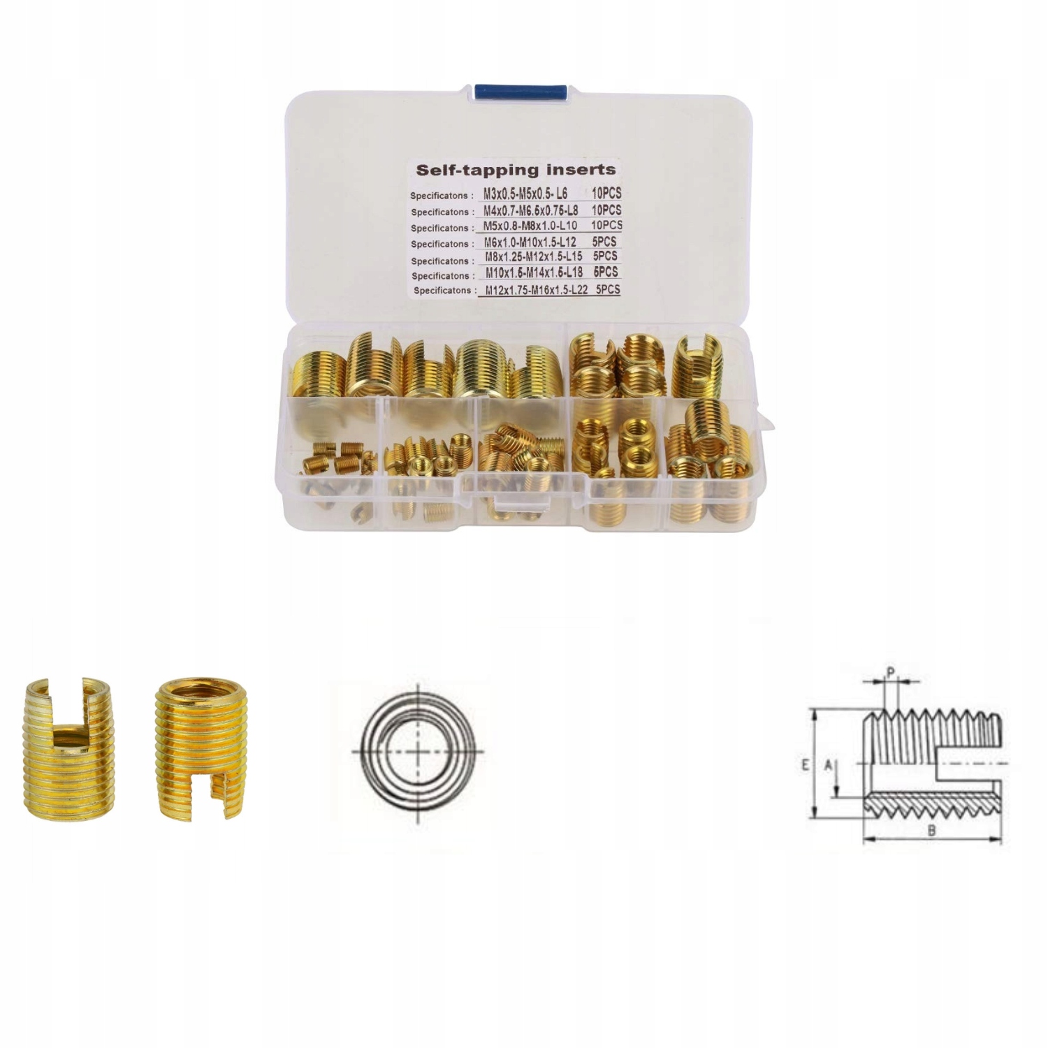 50x WKŁADKI GWINTOWE TULEJKI M3 M4 M5 M6 M8 M10 M12 NAPRAWA GWINTU 4048658063547 za 52.80PLN z ...