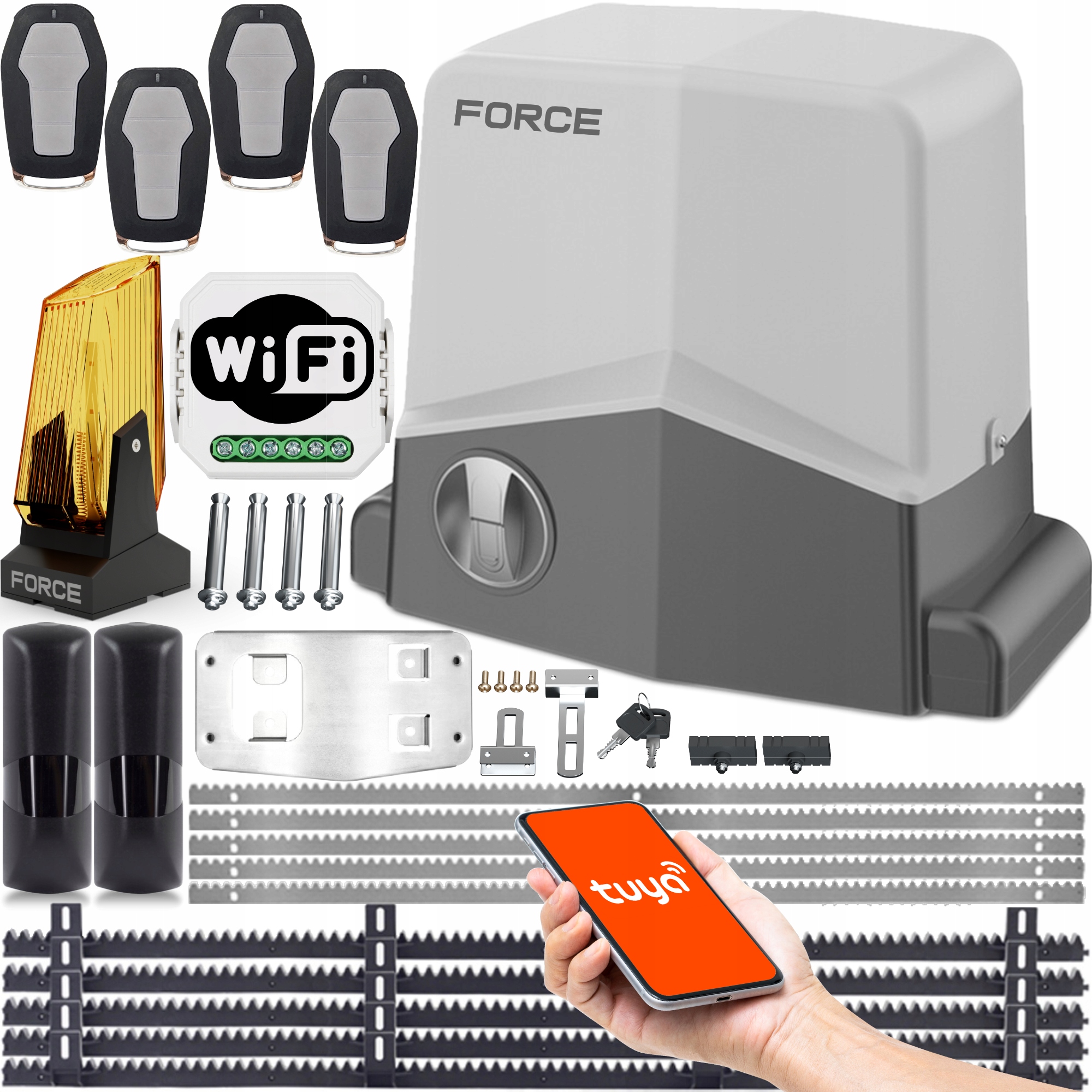 FORCE TYTAN SL600 NAPĘD DO BRAM PRZESUWNYCH do 600kg, LAMPA LED, WiFi ...