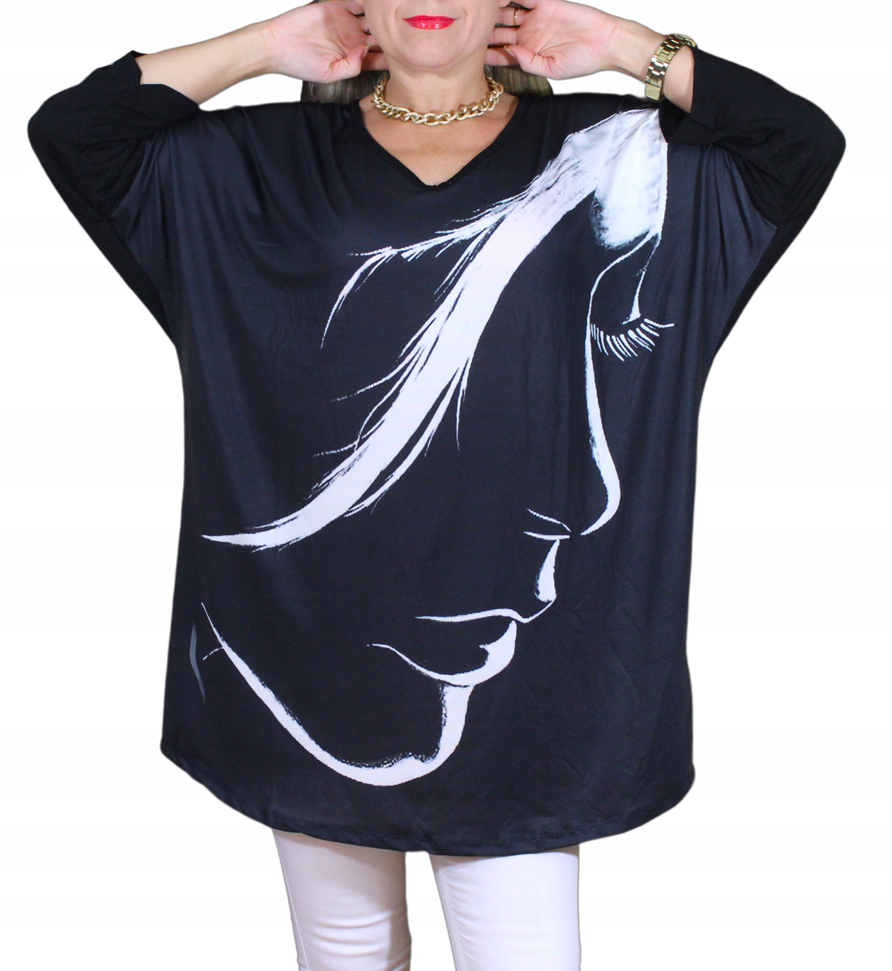 KOBIECA TUNIKA BLUZKA PIĘKNY NADRUK OVERSIZE PLUS SIZE LUŹNA WYGODNA ... KOBIECA TUNIKA BLUZKA PIĘKNY NADRUK OVERSIZE PLUS SIZE LUŹNA WYGODNA ...