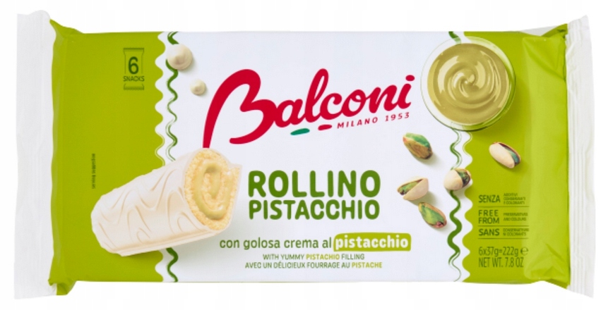 Biszkopty Balconi z kremem pistacjowym 6 szt x 37g 222 g (8001585010103) • Cena, Opinie ...