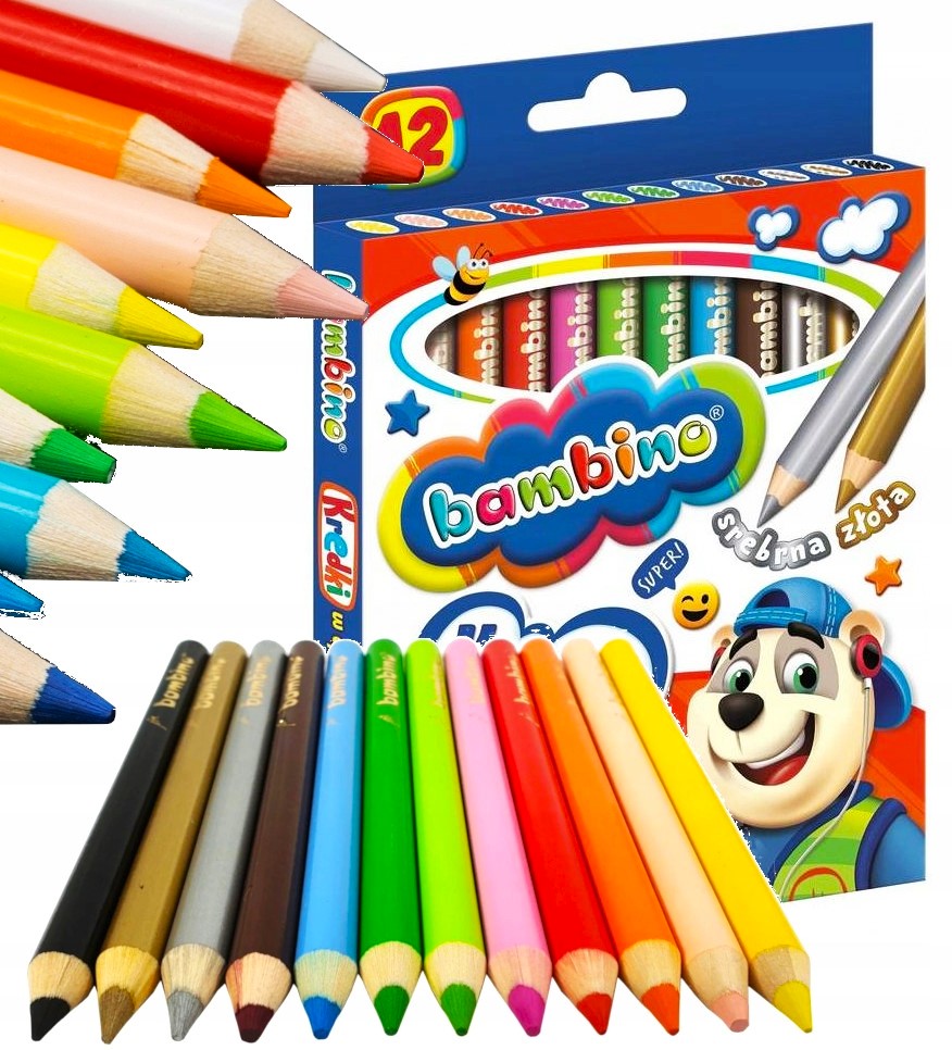 Bambino Kredki ołówkowe grube 12 kolorów okrągłe (5903235000294) • Cena ...