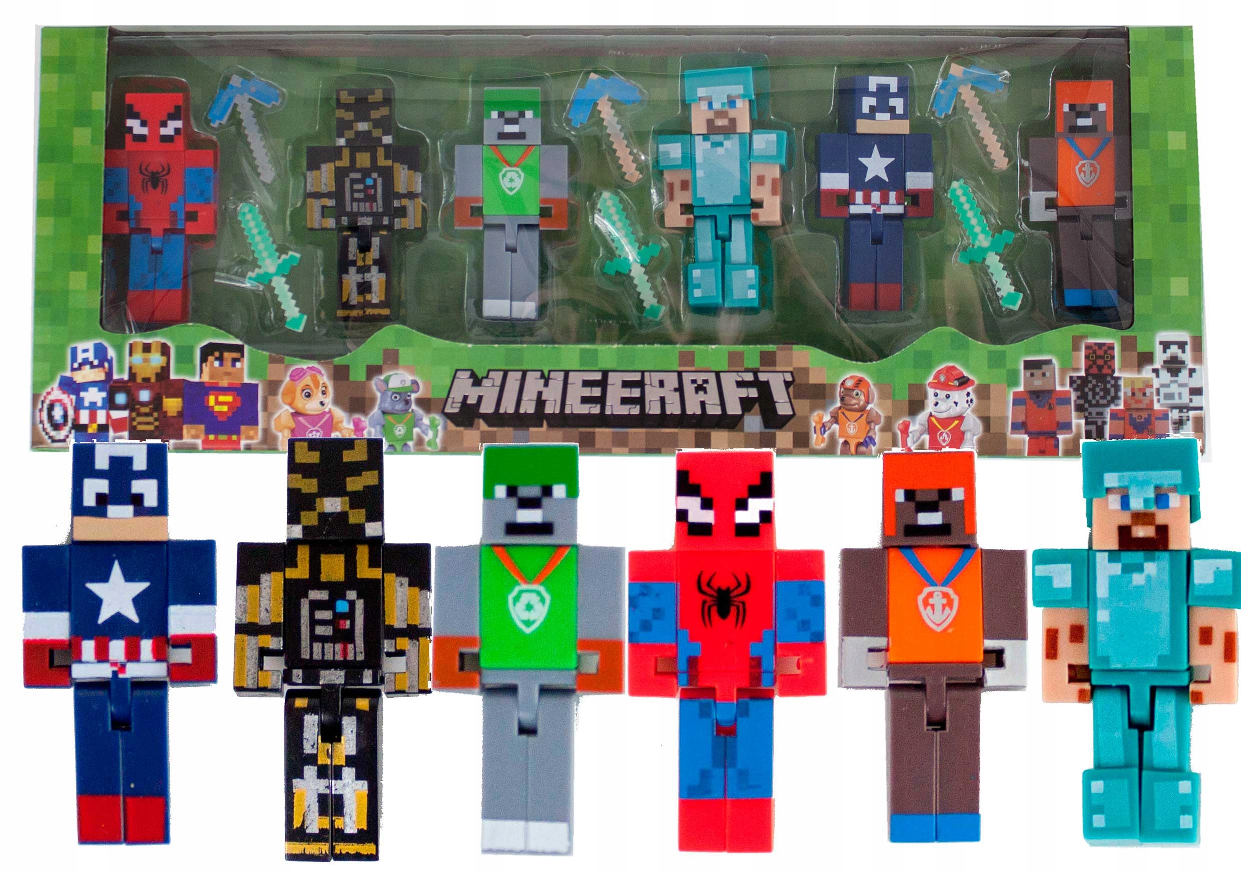 FIGURKI MINECRAFT ZESTAW SUPERBOHATEROWIE STEVE 12459825700 - Allegro.pl