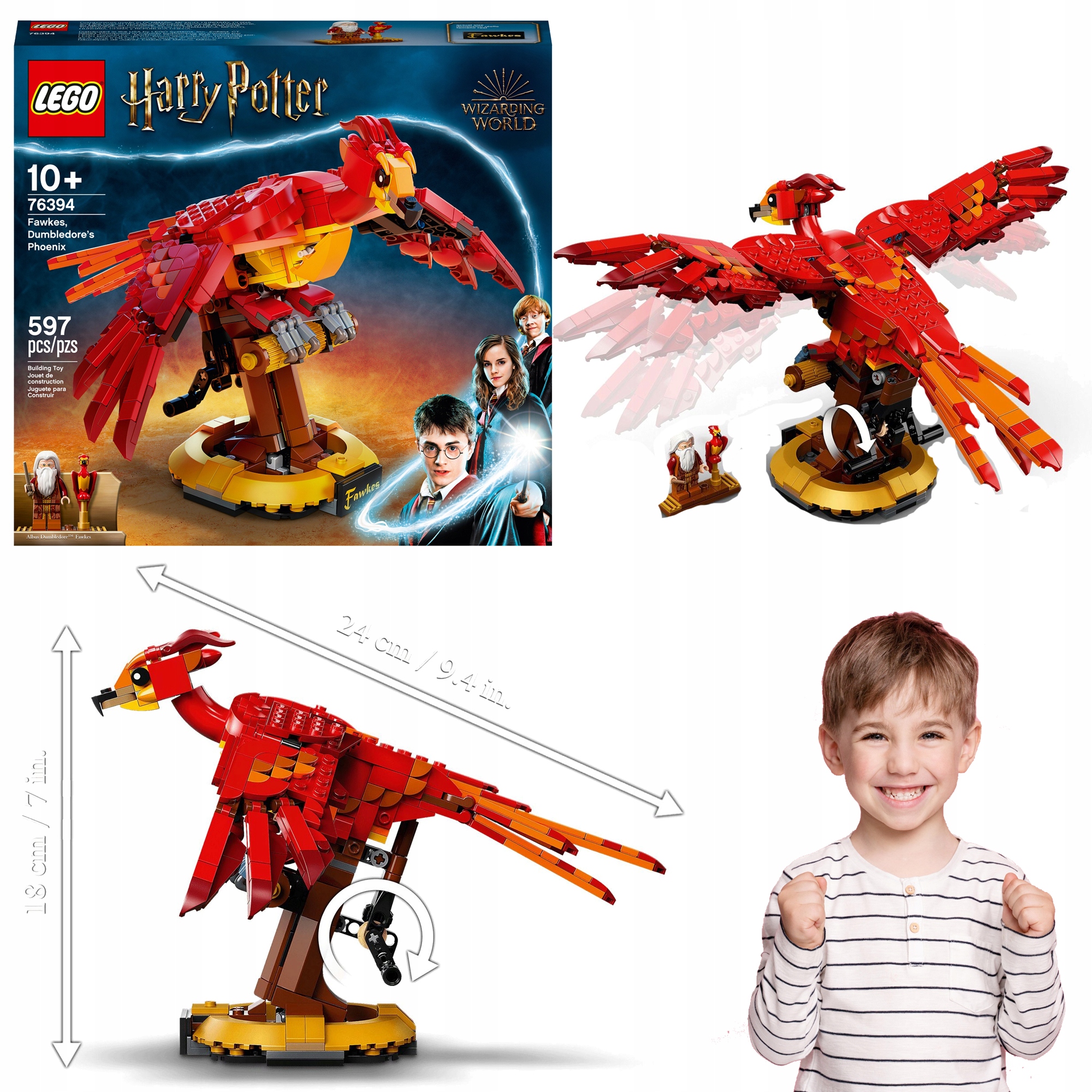 LEGO HARRY POTTER OGNISTY PTAK DUMBLEDORE'A FAWKES FENIKS CZARA OGNIA ...