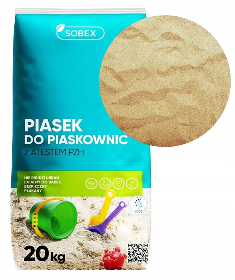 PIASEK DO PIASKOWNICY PLAŻOWY 20KG Z ATESTEM ATESTOWANY (5908235396088 ...