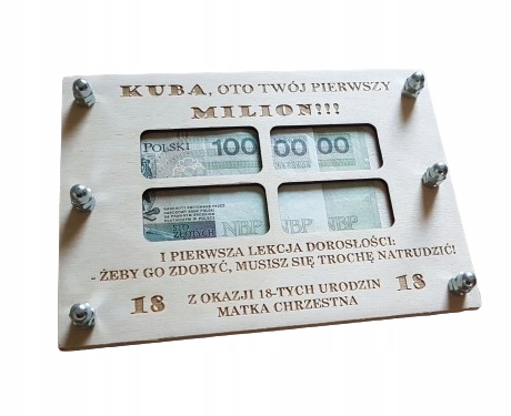 PREZENT na 18 TKĘ kartka na osiemnaste urodziny TWÓJ PIERWSZY MILION ...