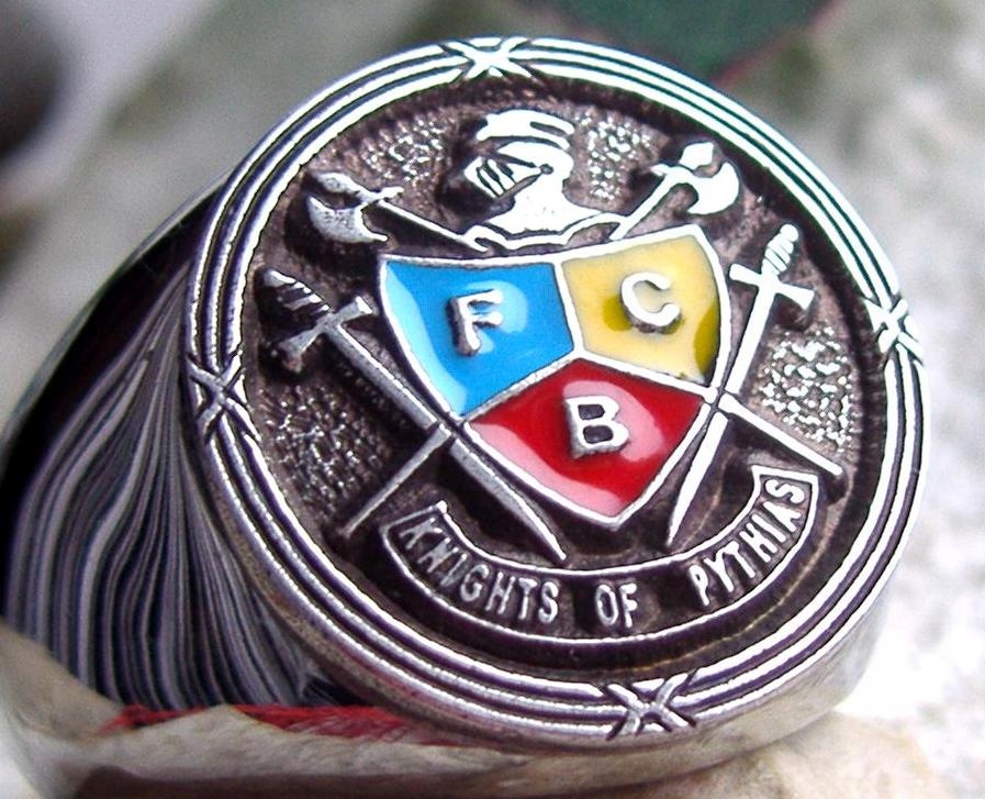 SYGNET RYCERZE PYTHIAS PIERŚCIEŃ FCB PIN MEDAL ODZNAKA HERB MIECZ ...