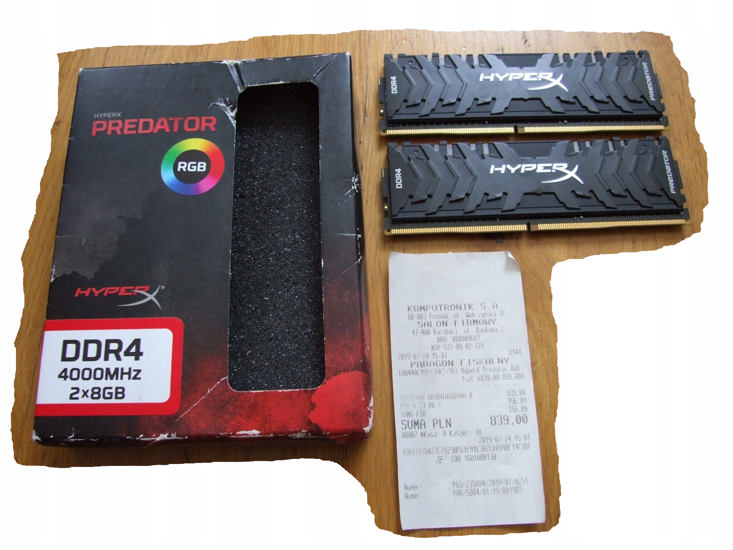 HYPERX PREDATOR RGB 2x8GB=16GB @ 4000MHz @ CL19 @ SAMSUNG B-DIE rank1 ...