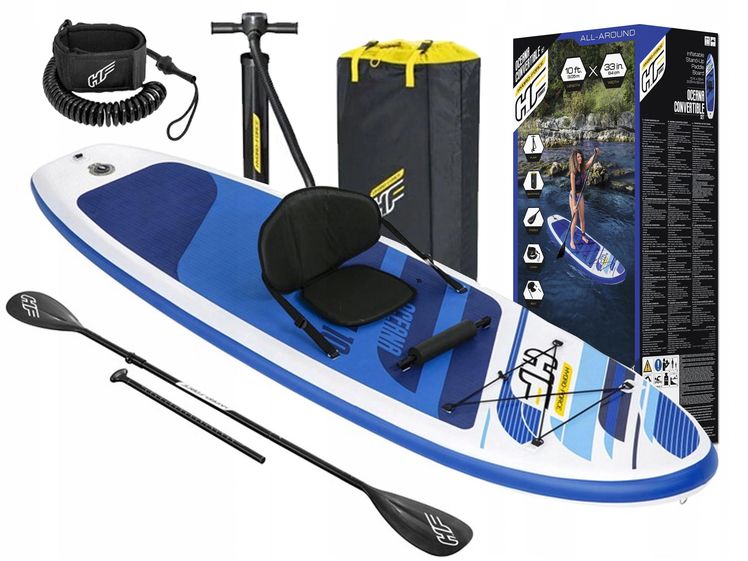 DESKA SUP HYDRO FORCE ZESTAW STAND UP POMPOWANA PADDLE BOARD KAJAK ...