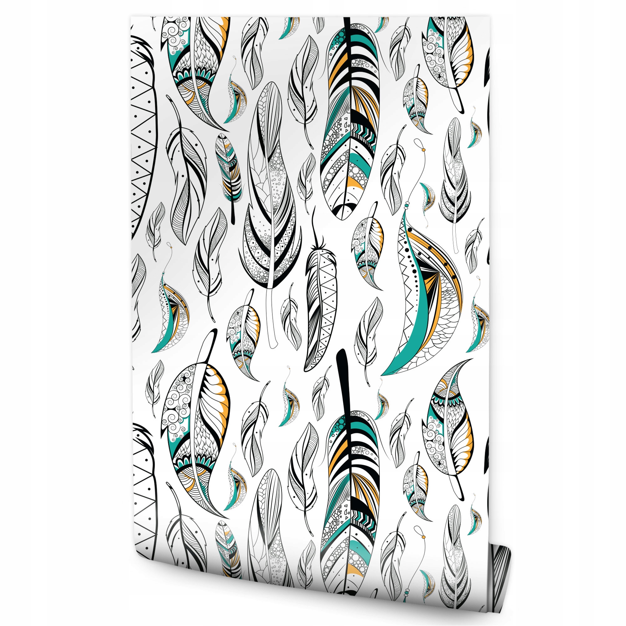 Tapeta Ścienna Kolorowe PIÓRA Wzory w Stylu Boho (5904592894120) • Cena ...