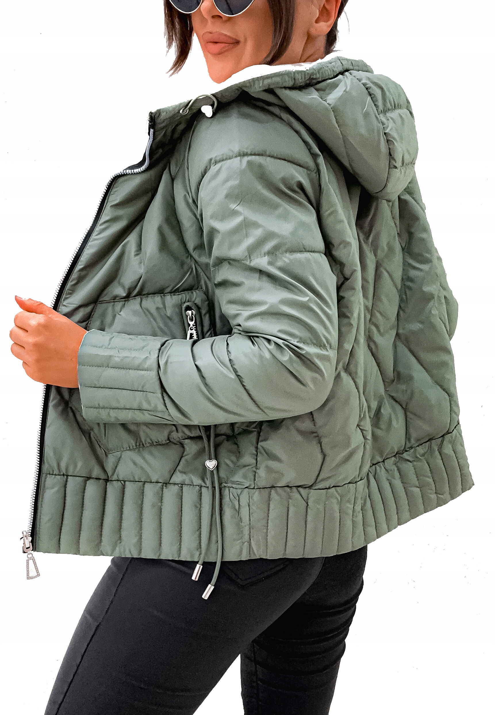 Kurtka damska pikowana wielokolorowa z kapturem XXL • Cena, Opinie ...