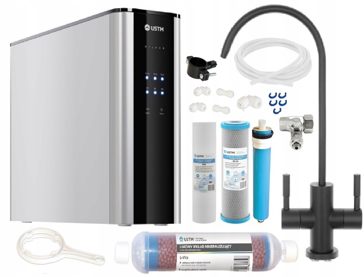 SYSTEM FILTR ODWÓRONEJ OSMOZY SILVER 600 GPD BLACK USTM + MINERALIZATOR ...