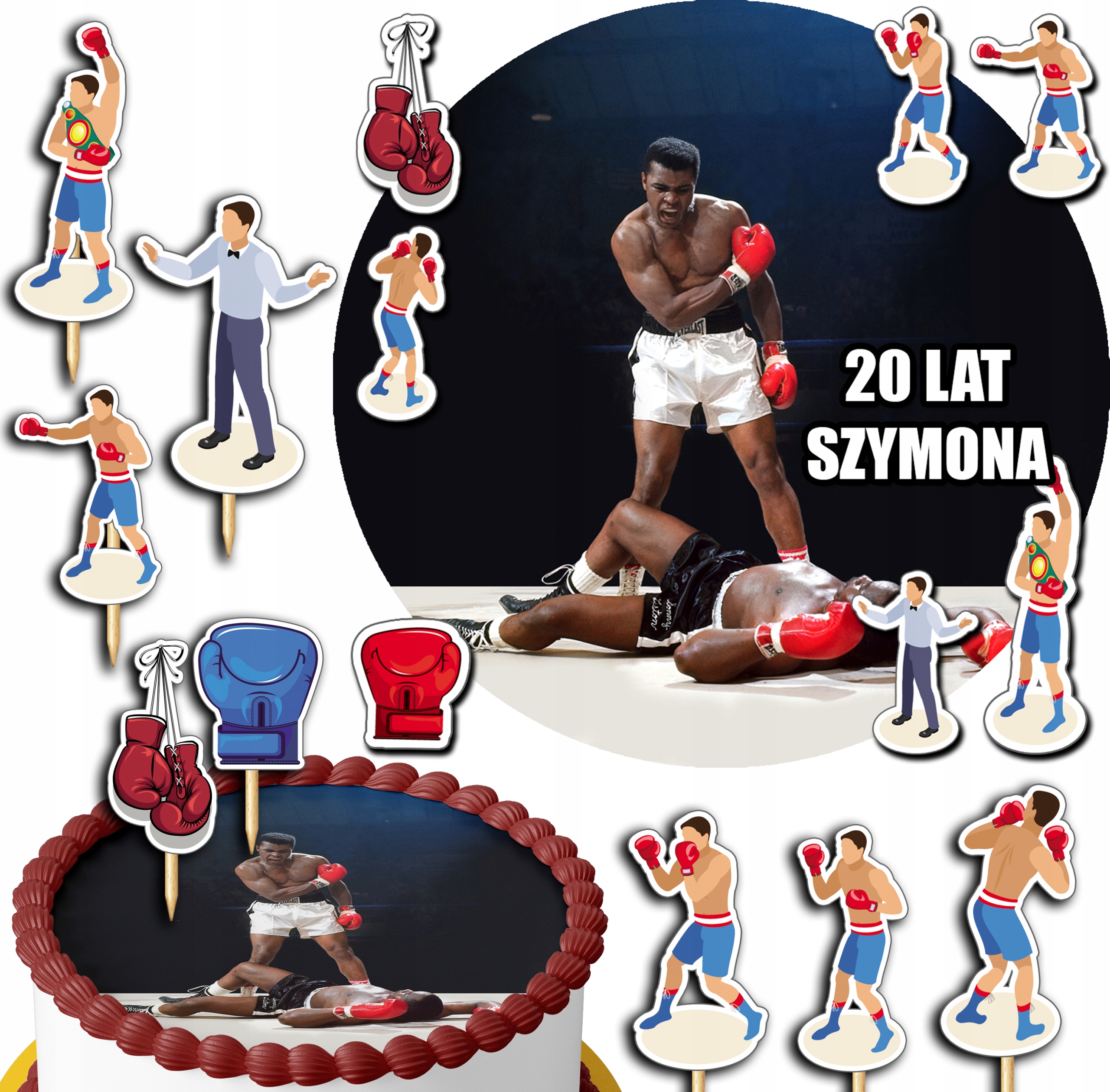 ZESTAW OPŁATEK NA TORT 30CM + TOPPERY PAPIEROWE - BOKS WALKA 24CM 26CM ...