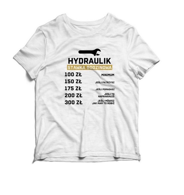 Koszulka JHK r. S czarna dla hydraulika dla chłopaka dziewczyn śmieszne ...