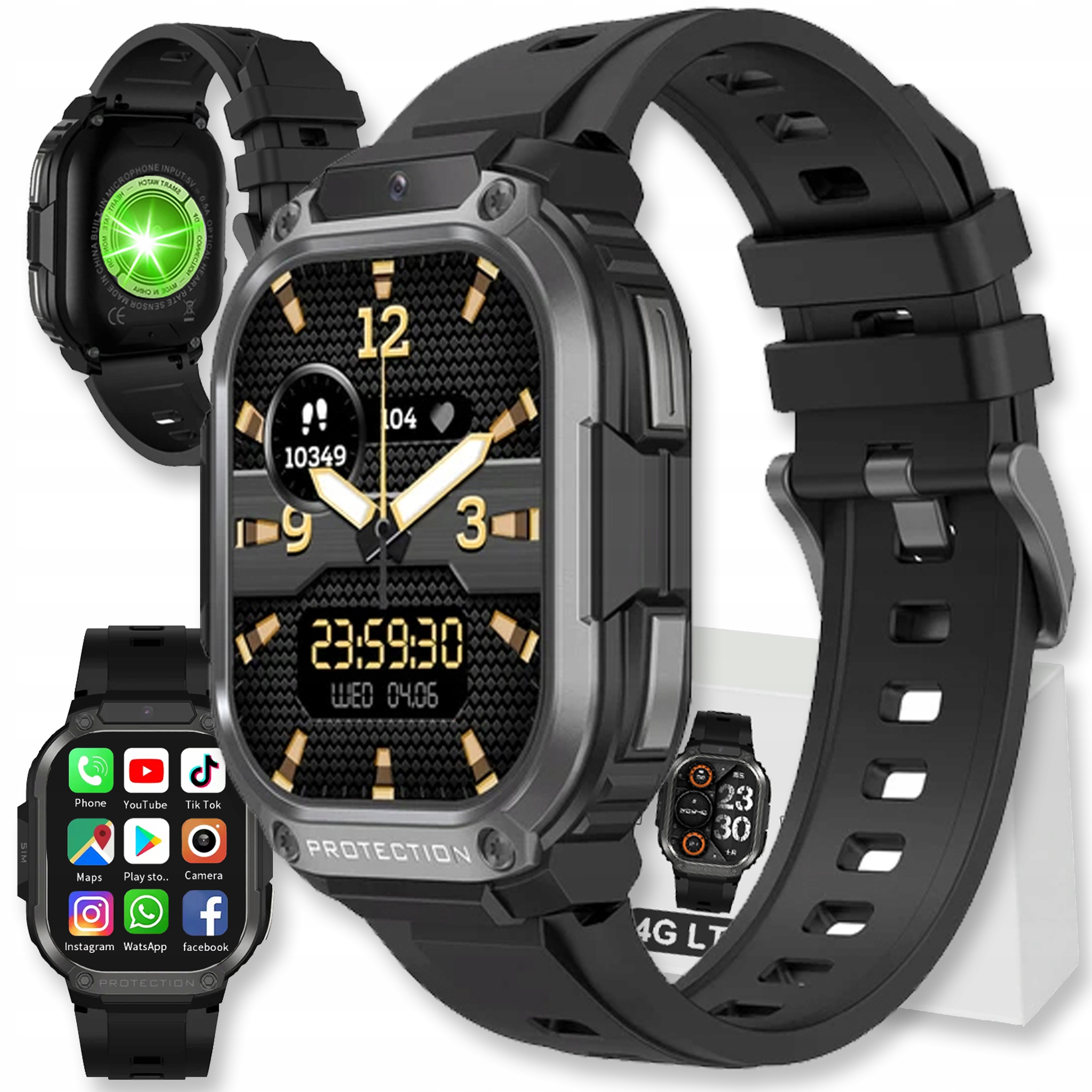 SMARTWATCH ZEGAREK GPS WATCH CZARNY ROZMOWY MENU AMOLED PL PRO SMART ...