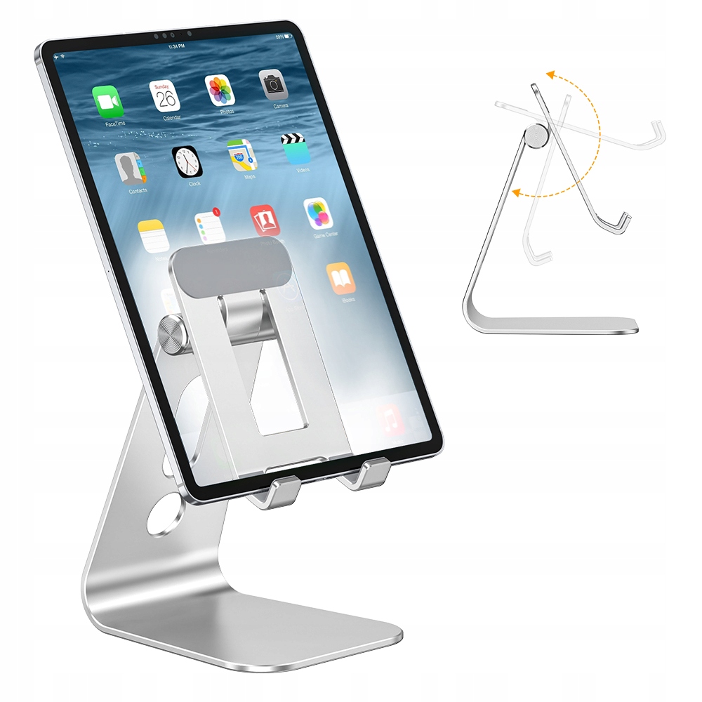 ALUMINIOWA PODSTAWKA POD TABLET BIURKOWY REGULOWANA STOJAK UCHWYT ...