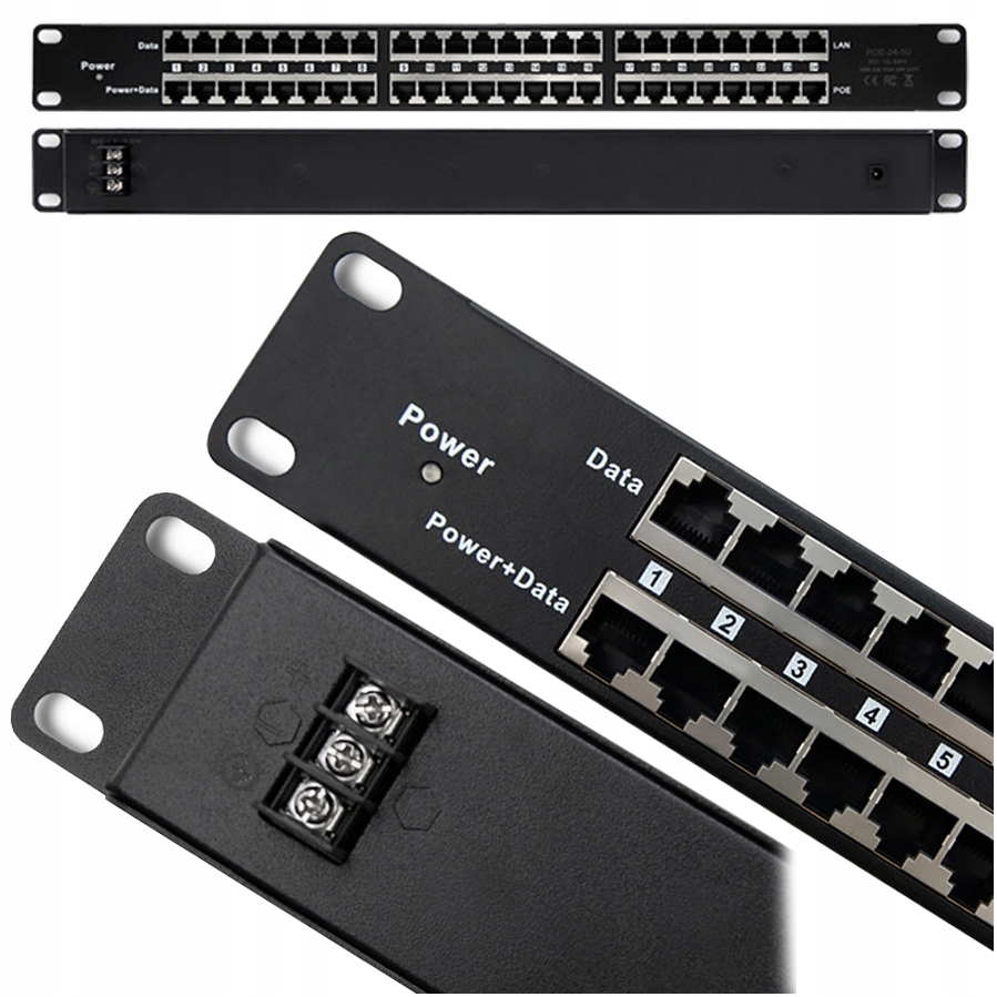 Patch panel RACK 48V 24 porty Passive PoE Injector - porównaj ceny ...