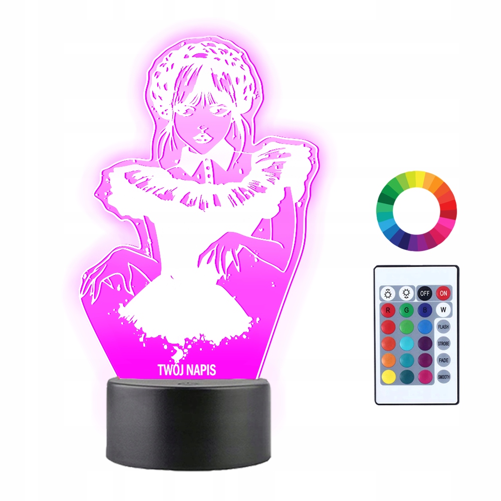 Lampka Nocna 3D LED Wednesday Addams Prezent Imię (5905342813002 ...
