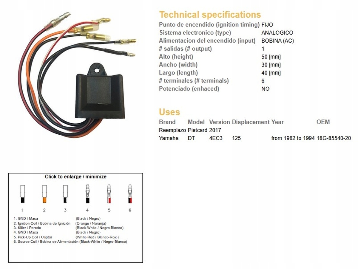 DZE CDI GYÚJTÁSEGYSÉG YAMAHA DT 125 '82-'94 (OEM-18G-85540-20) (), • Ár ...