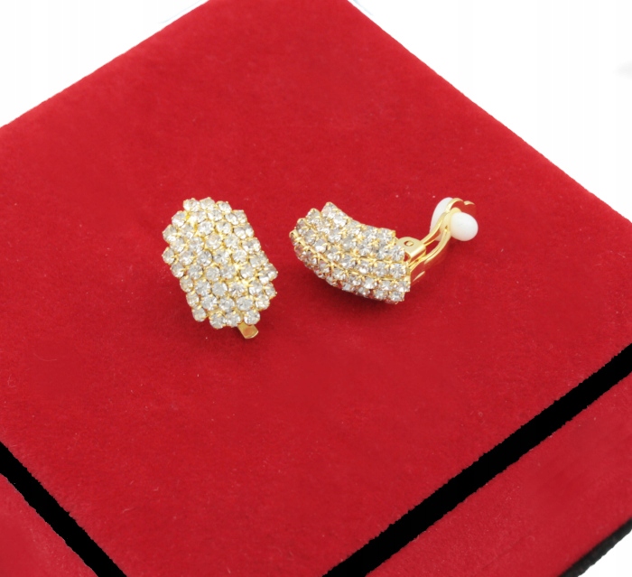 KLIPSY ZŁOTE ELEGANCKIE CLASSIC SZKLANE CYRKONIE 12757364279 - Allegro.pl