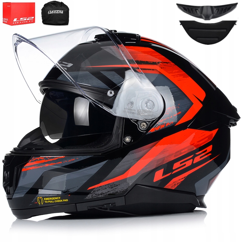 MOTOROS SISAK LS2 FF808 STREAM II FURY BLACK RED méret M BLENDA za ...