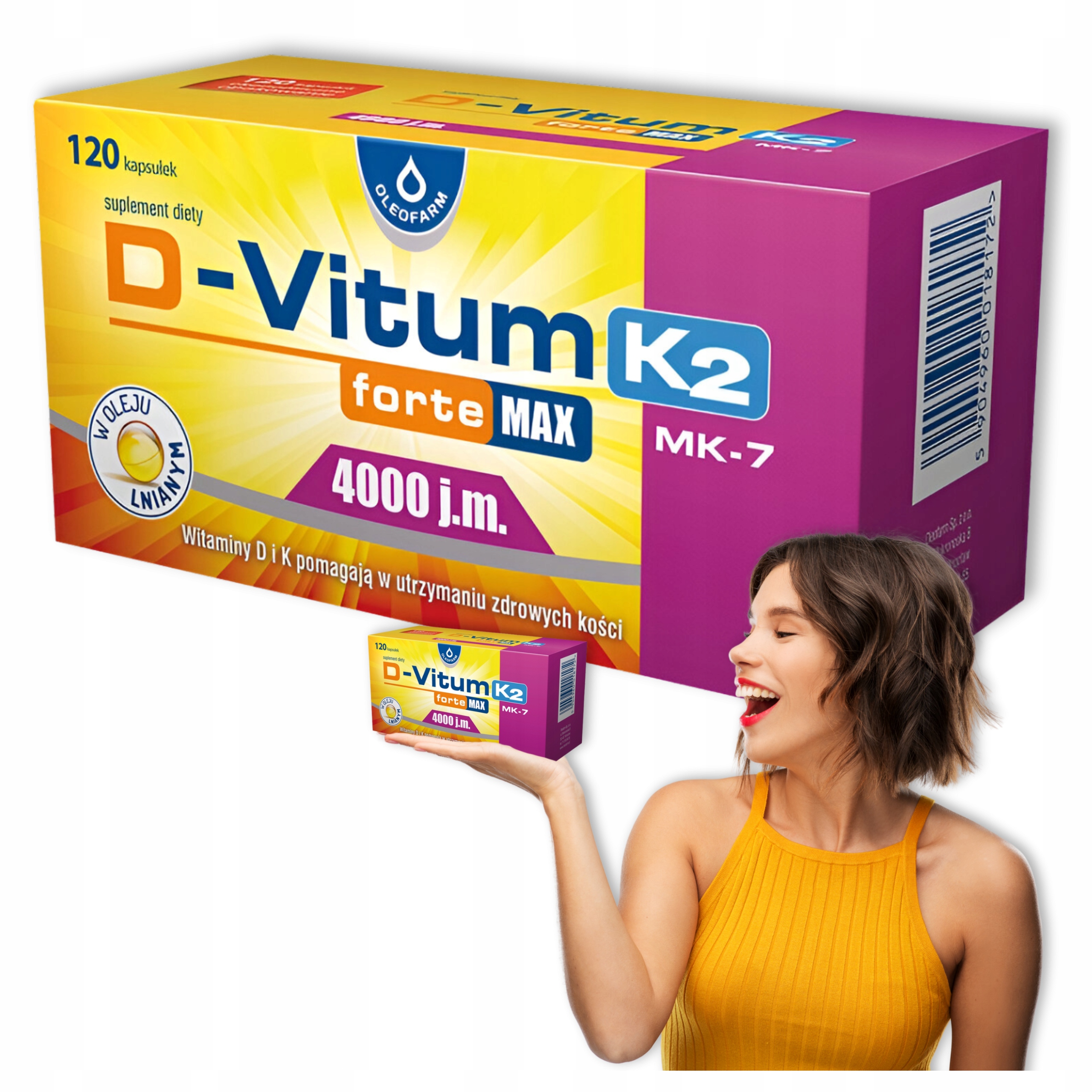 Oleofarm D-Vitum forte Max K2 (4000 j.m.) D3 Suplement diety 120 ...