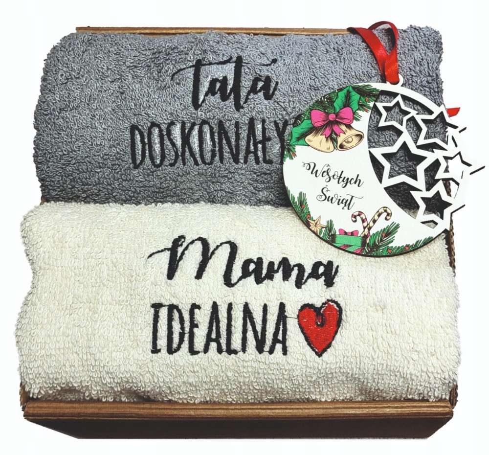 PREZENT DLA RODZICÓW MAMY TATY ZESTAW ŚWIĄTECZNY RĘCZNIK PUDEŁKO NA ...