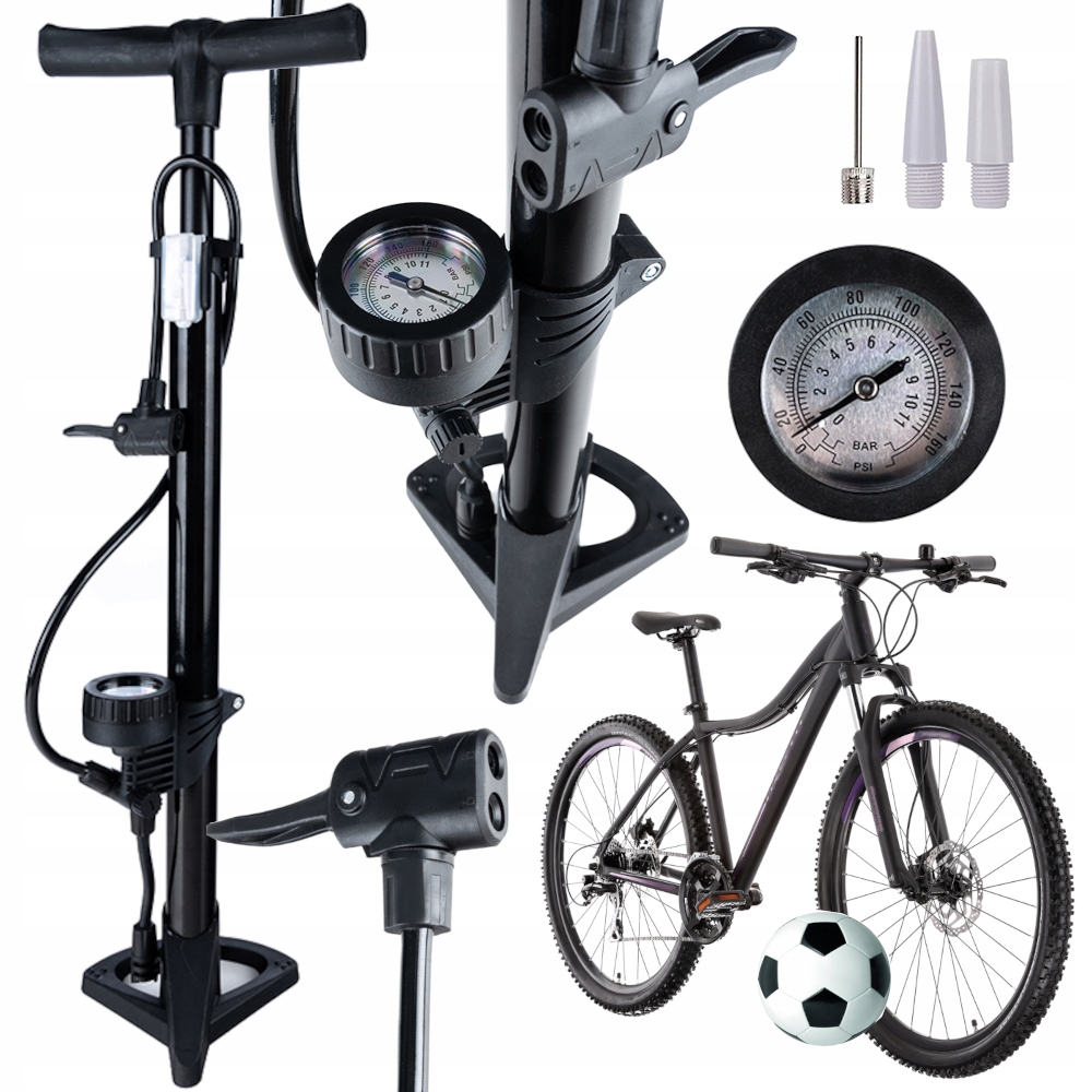 POMPKA ROWEROWA Z MANOMETREM DO PIŁEK MATERACÓW WENTYL SAMOCHODOWY ...