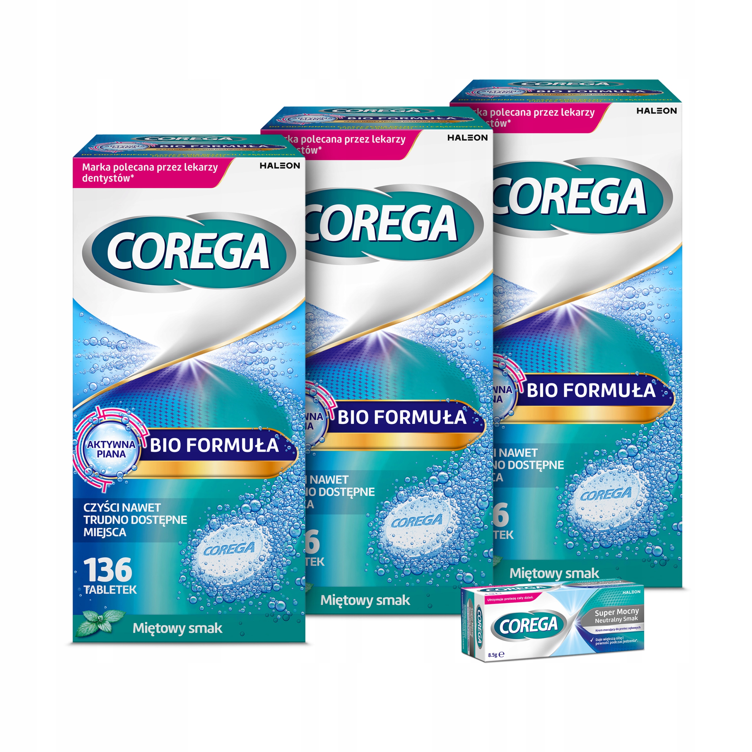 Corega Bio Formuła tabletki czyszczące do protez zębowych 136 sztuk ...