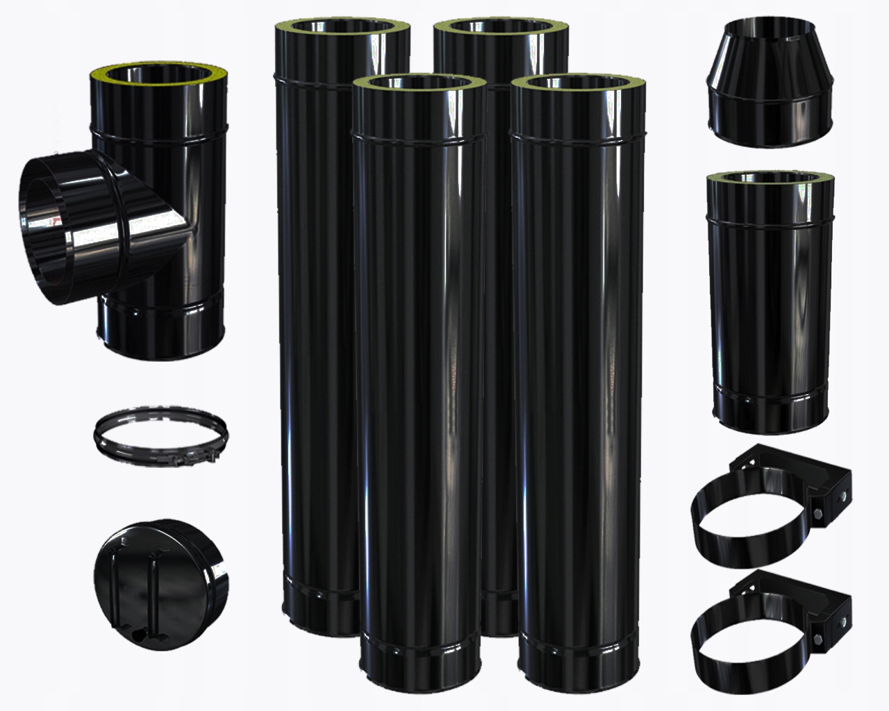 KOMIN MALOWANY IZOLOWANY 5m CZARNY ZEWNĘTRZNY 120 (MKDCzarny120/5/AFTS ...