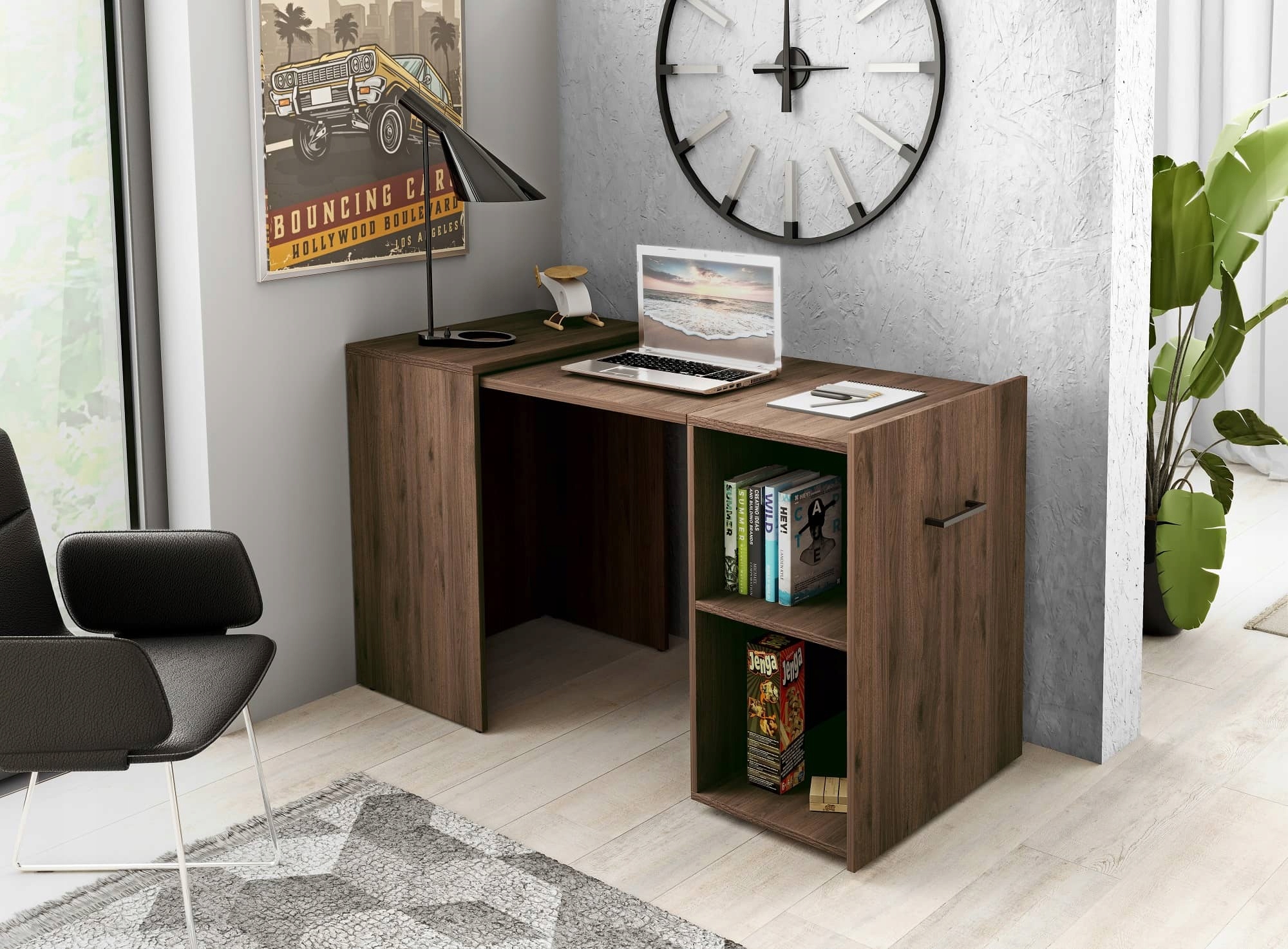 Biurko rozkładane w kolorze orzech SMART blat 22mm (5900488583345 ...