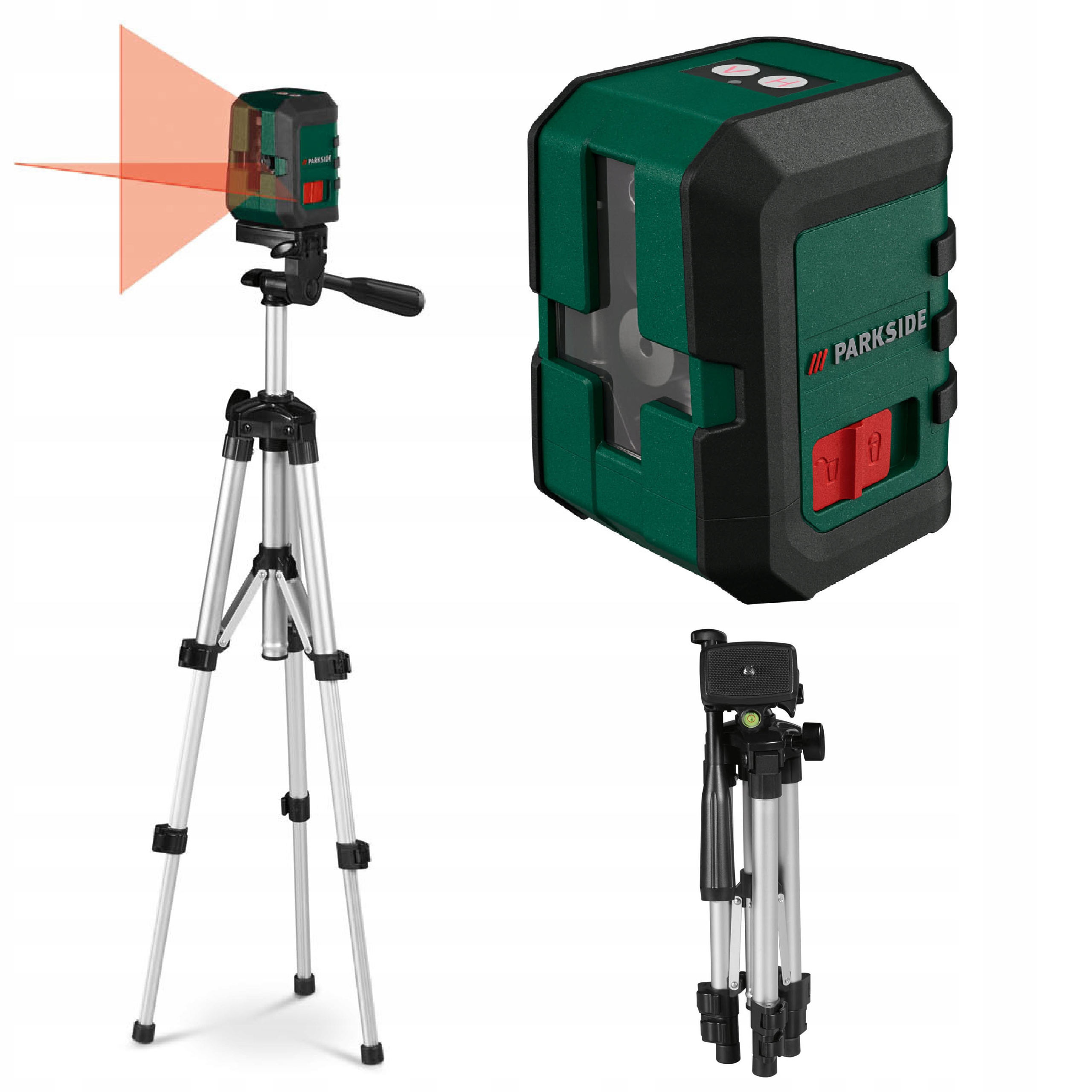 PARKSIDE LASER KRZYŻOWY ZE STATYWEM POZIOMICA PKLL 10 B3 (statyw+laser ...