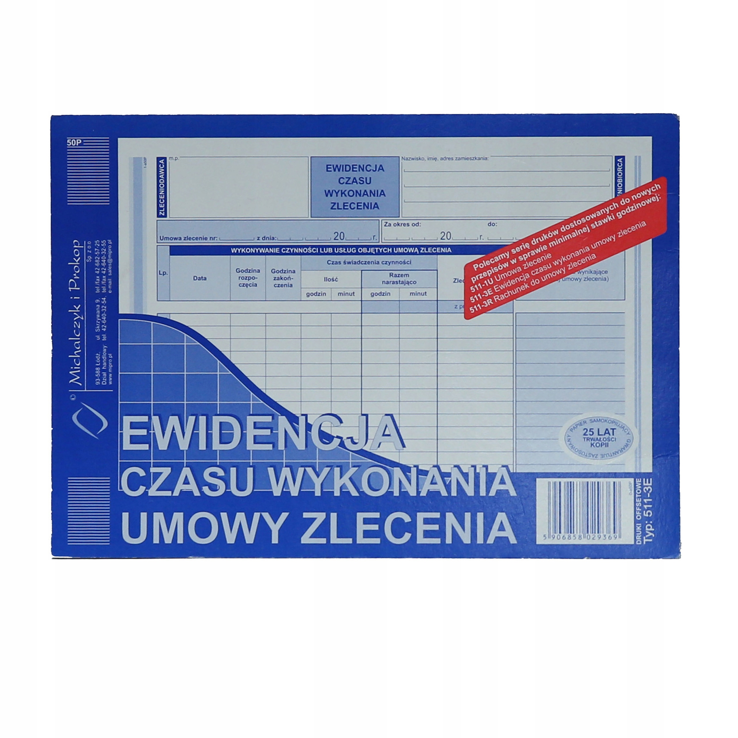 DRUK Ewidencja czasu wykon. umowy zlecenia 511-3E (5906858029369 ...