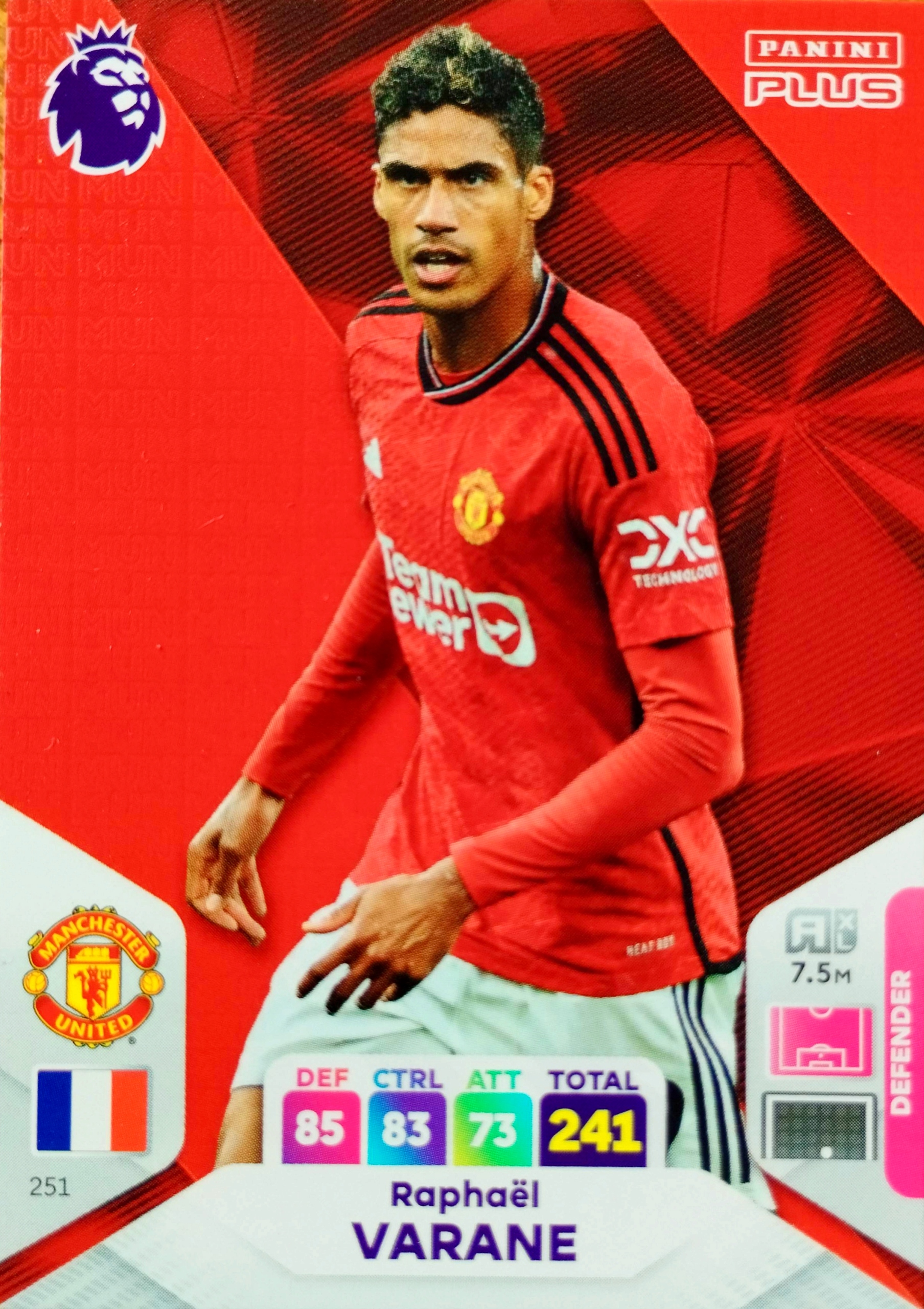 PANINI PREMIER LEAGUE 2024 PLUS 251 RAPHAEL VARANE MANCHESTER UNITED ...