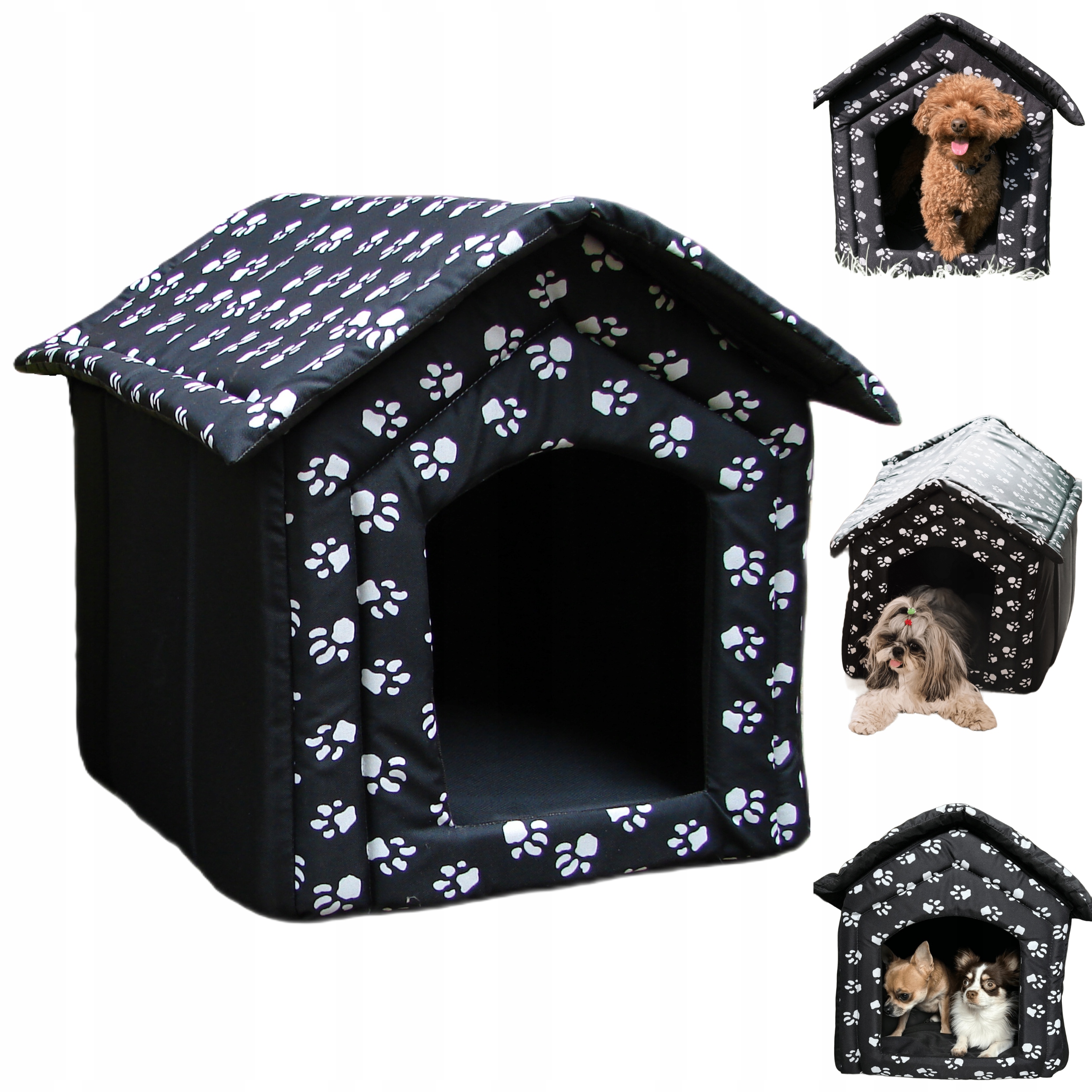 DOMÁCÍ BOUDA pro psa pelíšek ÚTULNÝ DOMEČEK velká budka černá XXL R.4 ...