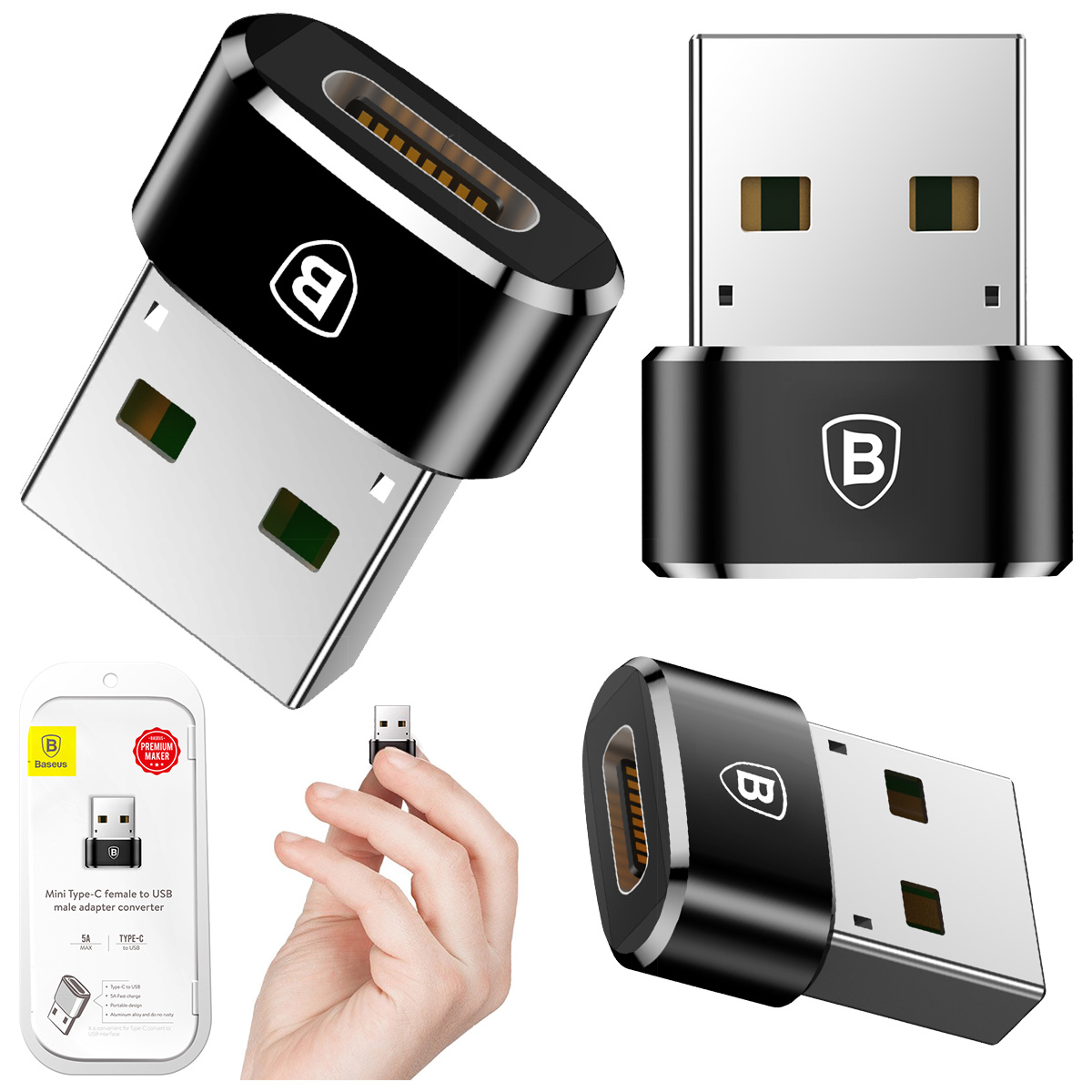 Adapter Baseus USB-C-USB czarny - Sklep, Opinie, Cena w Allegro