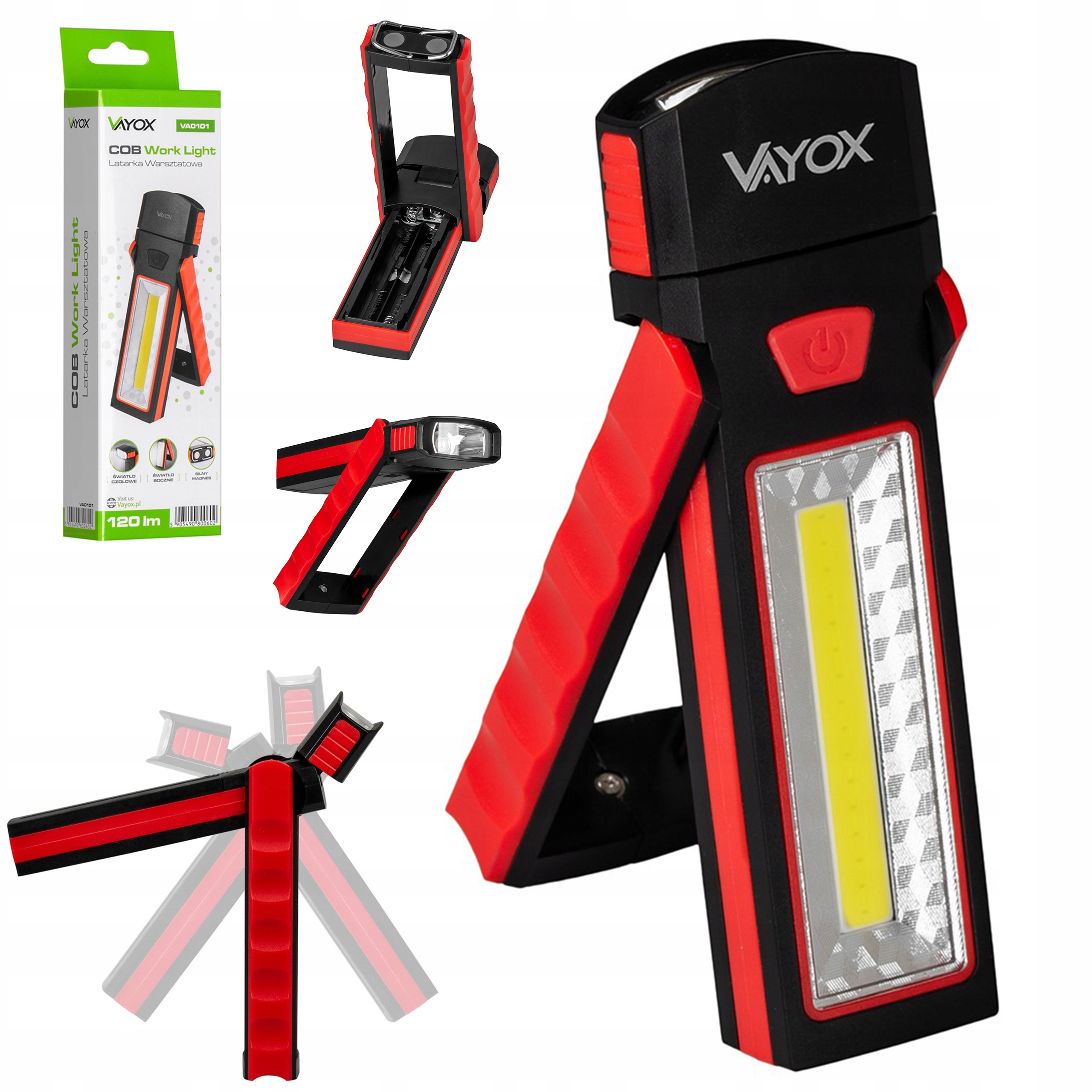 LAMPA WARSZTATOWA LED ROBOCZA LATARKA DO AUTA Z MAGNESEM HAK 3W 120lm ...