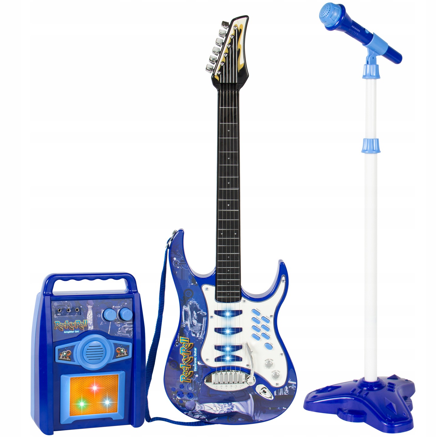Gitara elektryczna ze wzmacniaczem i mikrofonem click4TOYS niebieska ...
