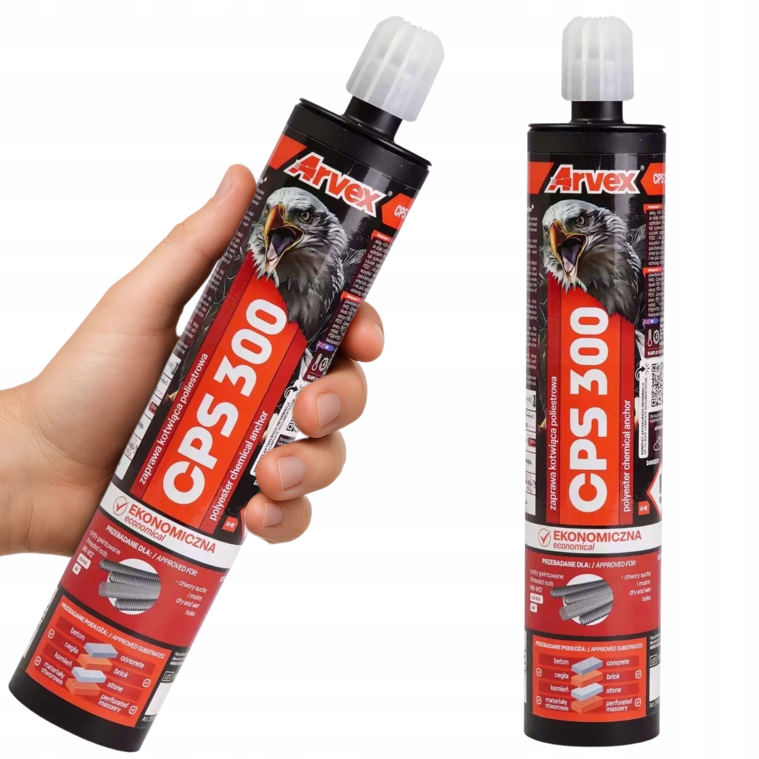 Kotwa chemiczna Arvex CPS 300 poliestrowa żywica klej z mieszadłem ...